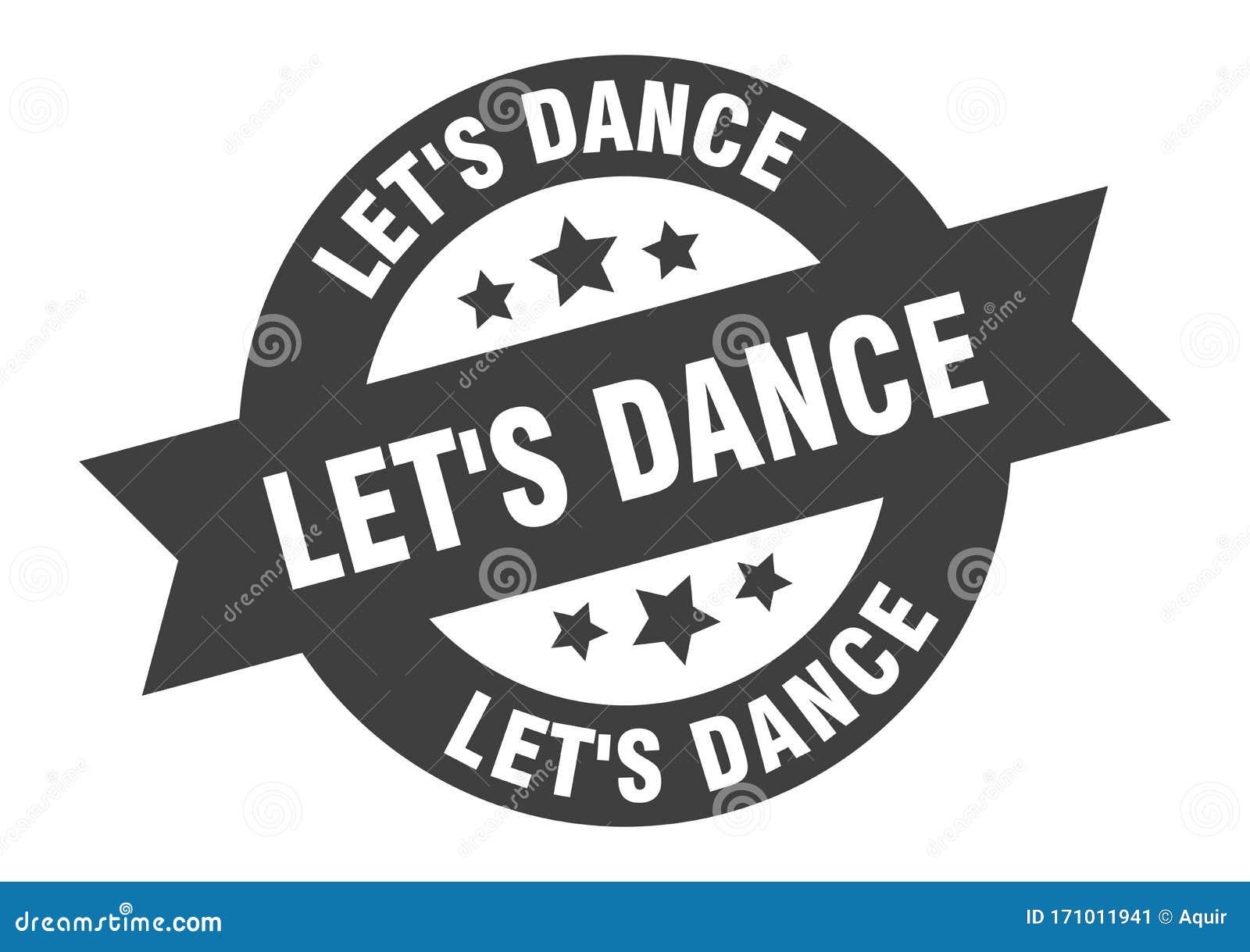 Let S Dance Sign. Let S Dance Round Ribbon Sticker Stock Vector ...