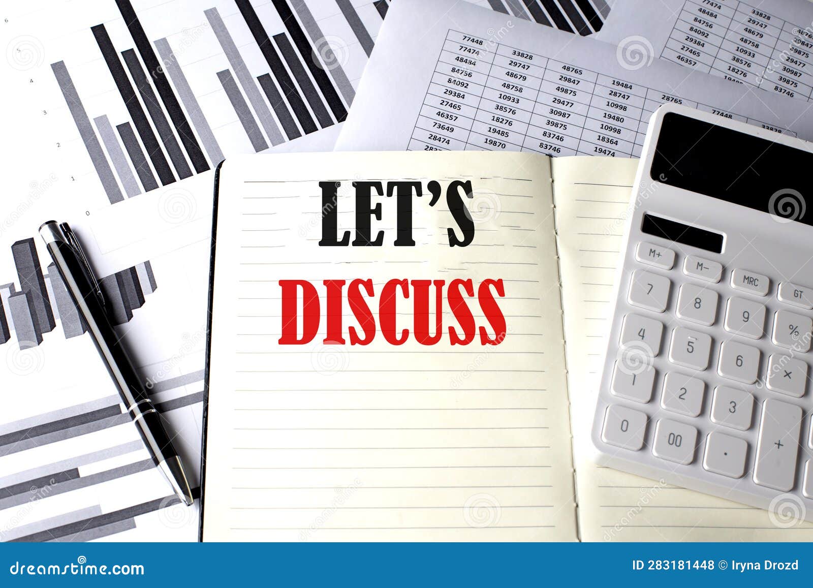 LET S DISCUSS Text Written on a Notebook on Chart and Diagram Stock ...