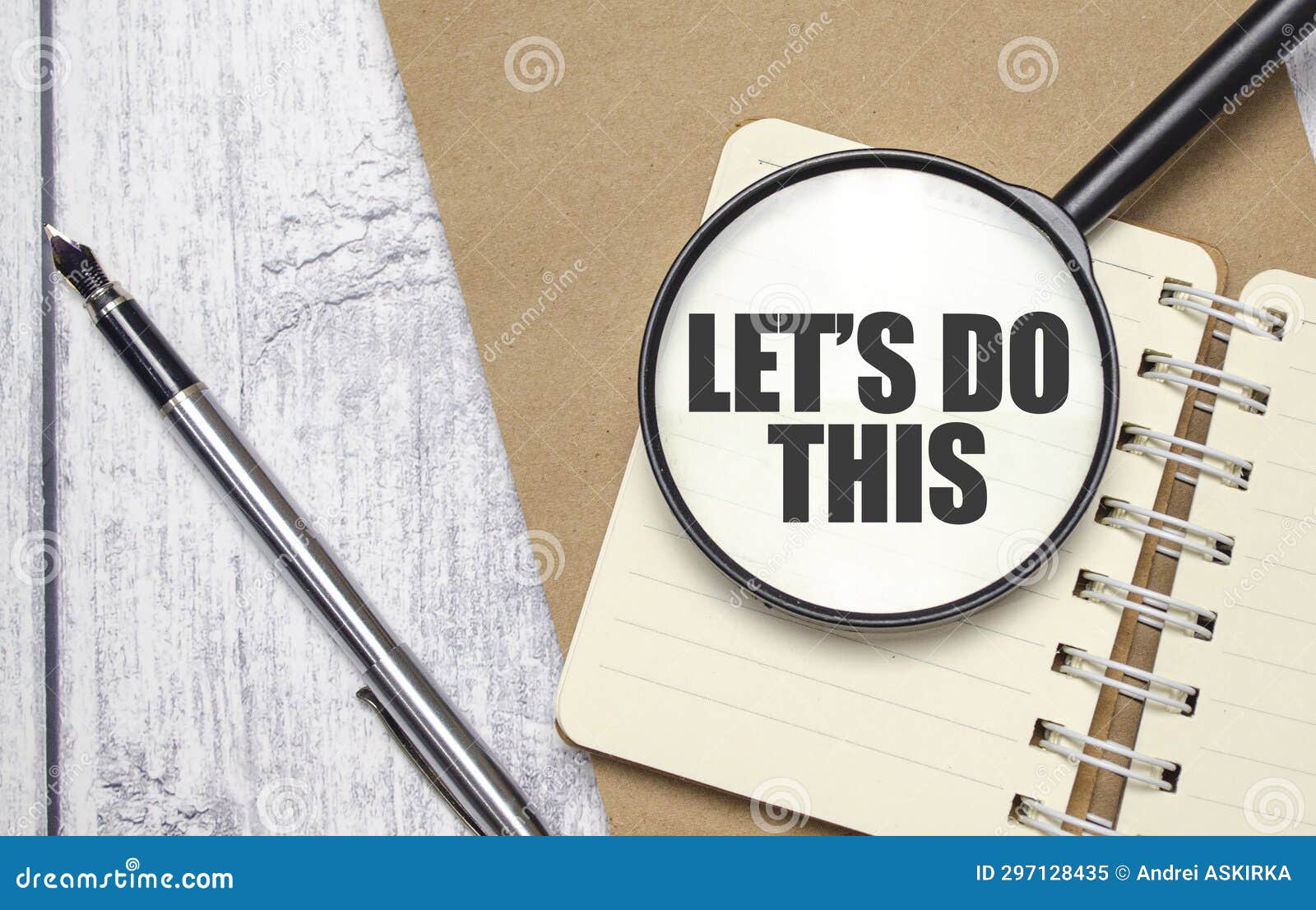 LET S DO this Words on Magnifying Glass with Pen and Papers Stock Image ...