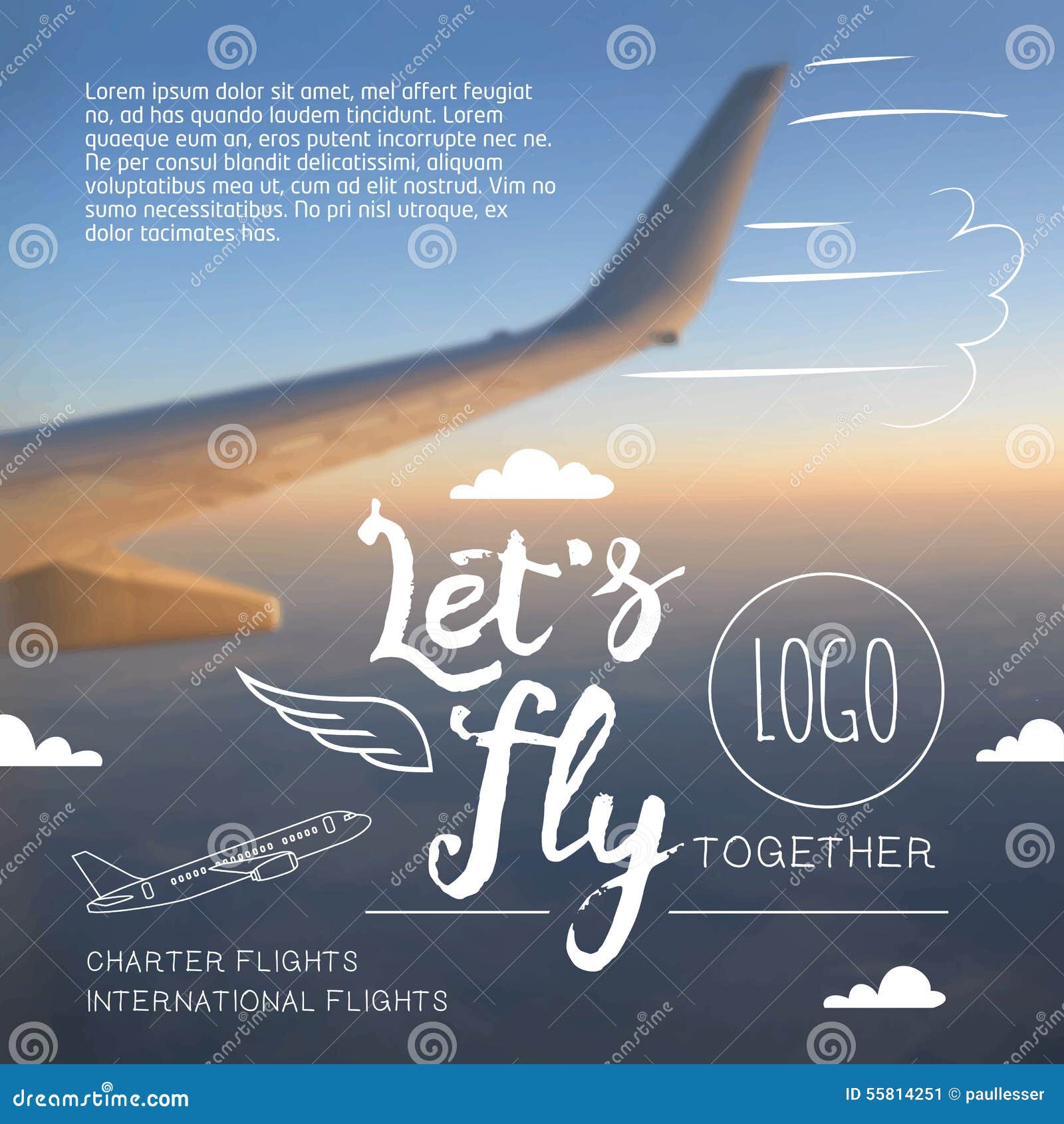 Let S Fly Typographic Airline Poster Stock Vector - Illustration of ...