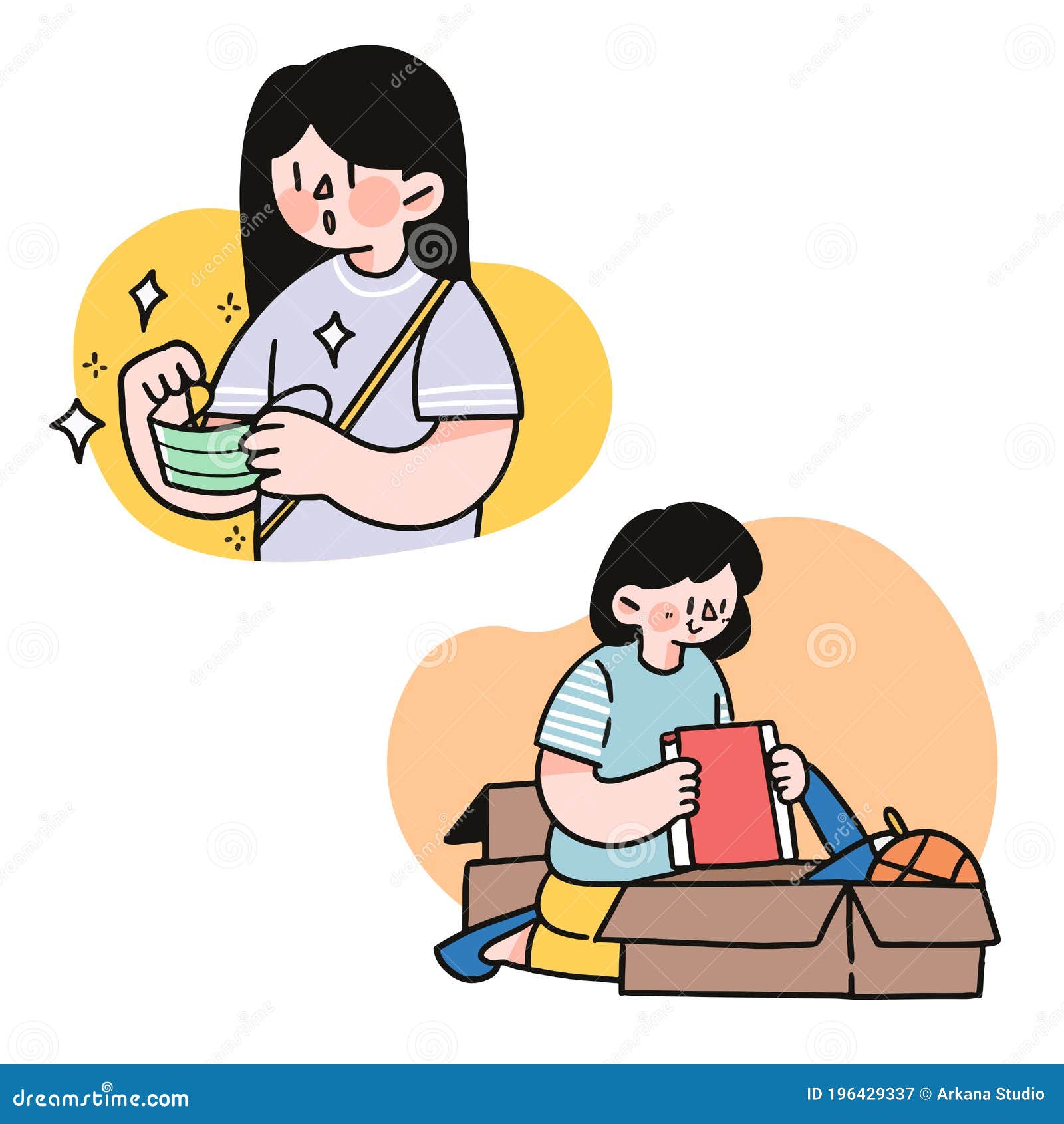 Let`s Go Outside or Tidy Up Our Stuff Doodle Draw Vector Illustration ...