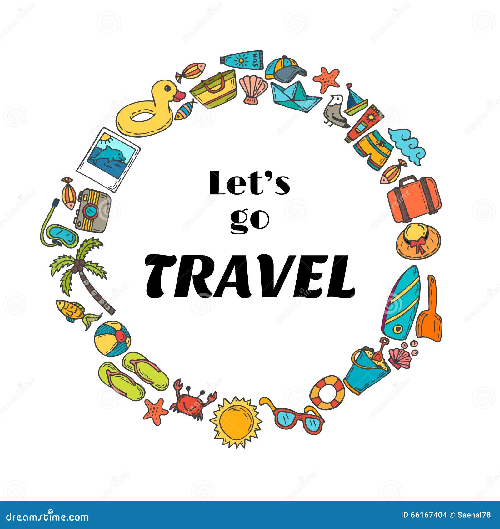 Let S Go Travel. Hand Drawn Travel Concept. Cute Postcard Stock Vector ... Let S Go Travel. Hand Drawn Travel Concept. Cute Postcard Stock Vector ...