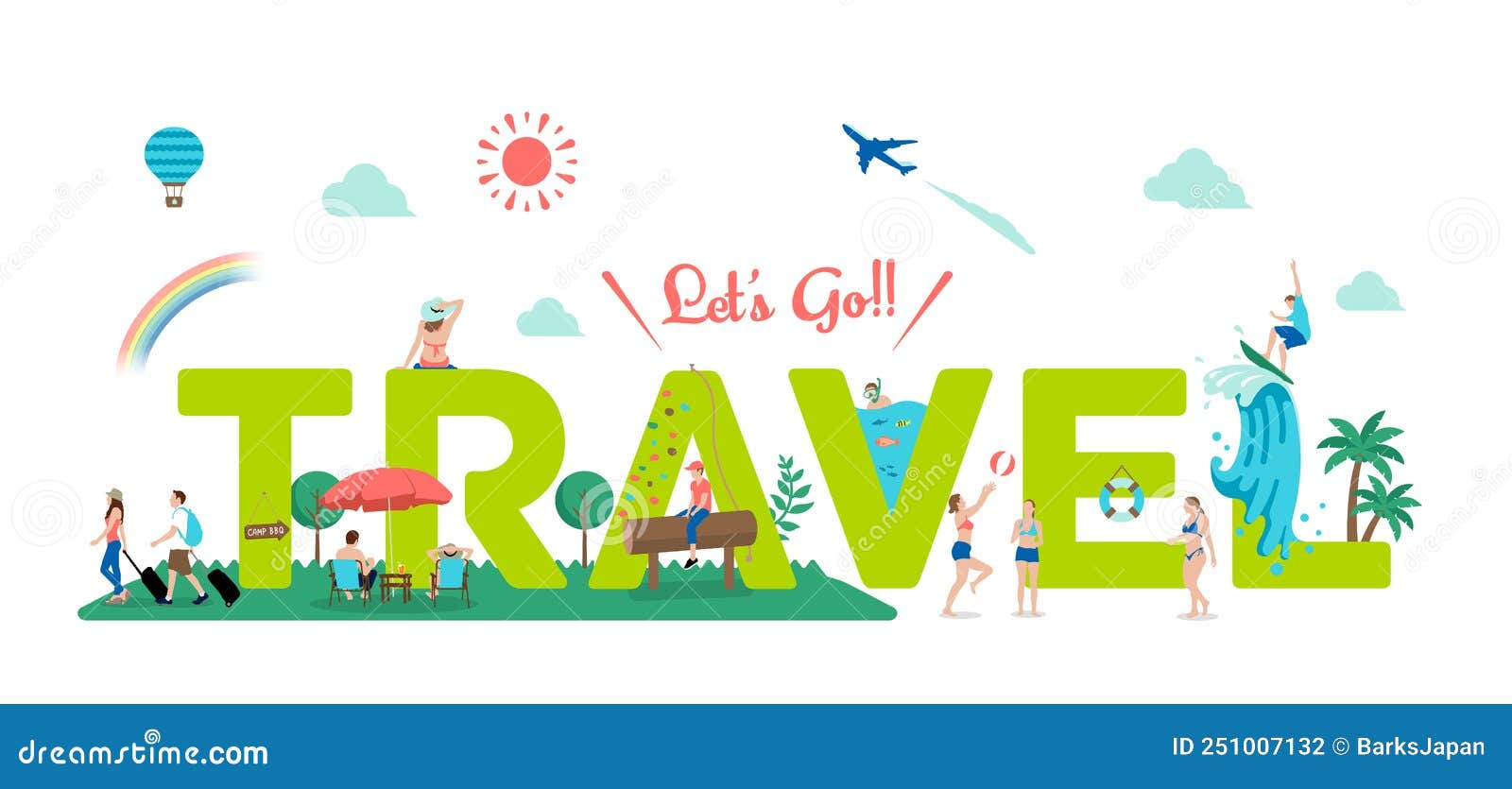 Let`s Go Travel Vector Banner Illustration Stock Vector - Illustration ...