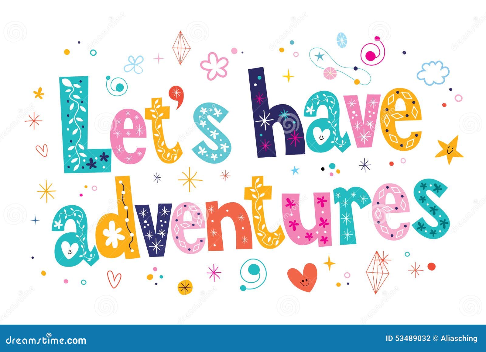 Let S Have Adventures Typography Lettering Decorative Text Stock Vector ...