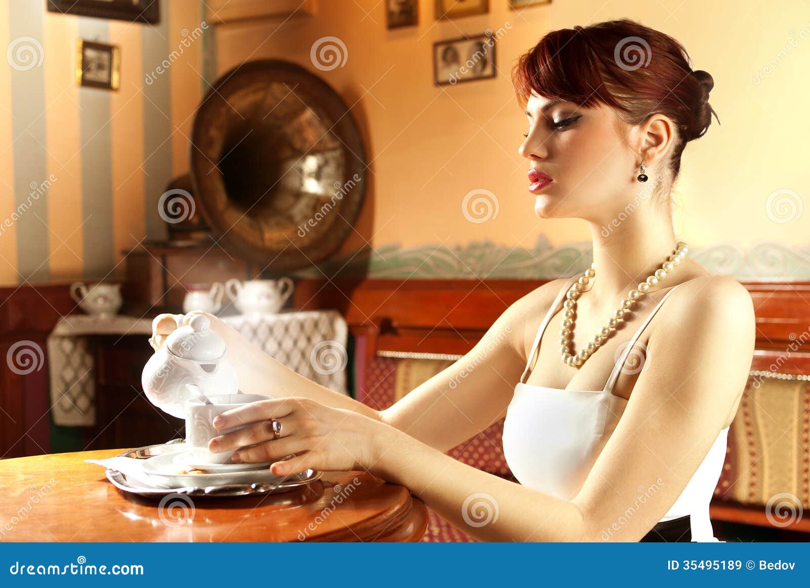 Let s have a cup of tea stock image. Image of cute, cheerful - 35495189