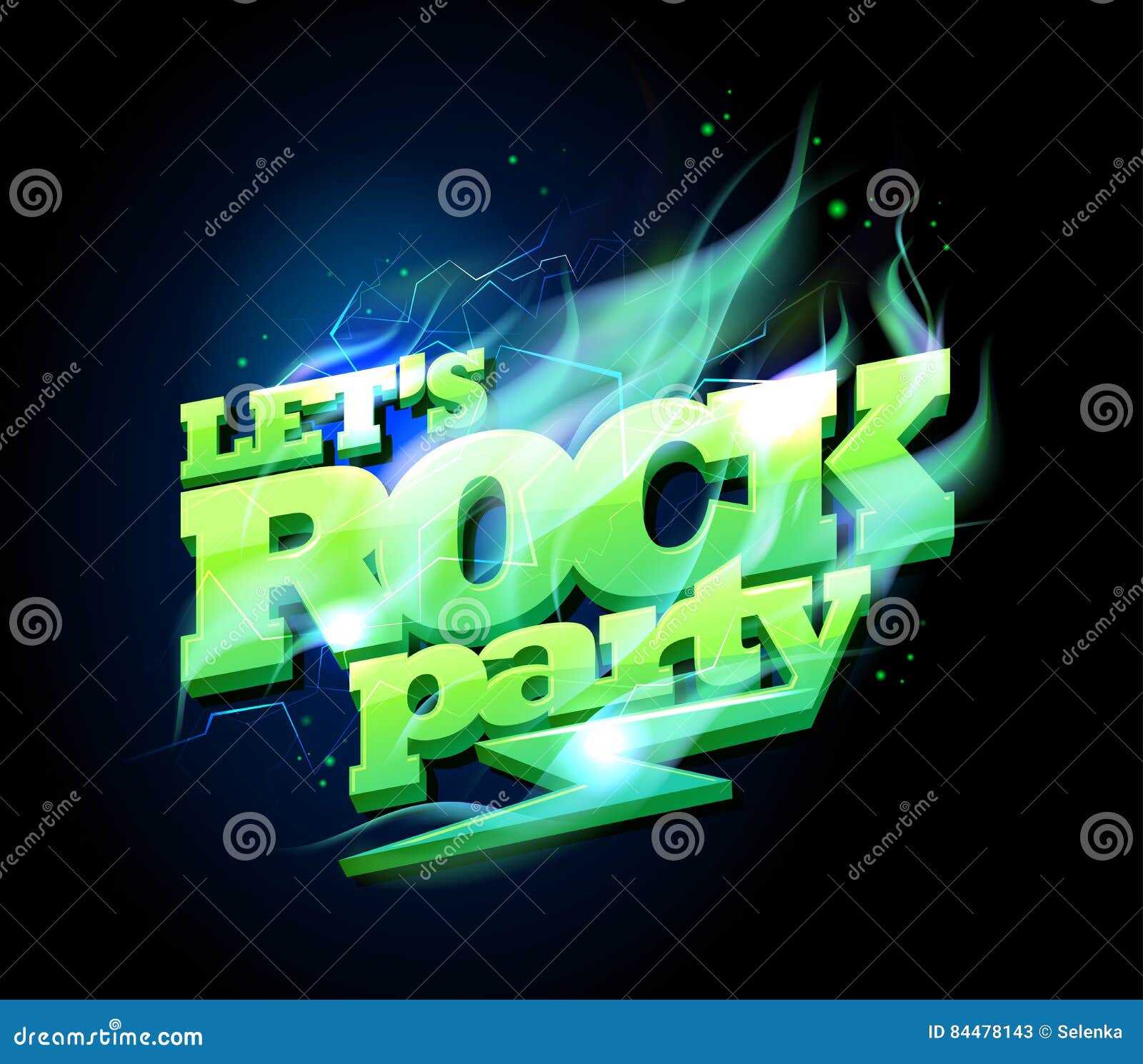 Let`s Rock Party Sign, Electric Text Stock Vector - Illustration of ...