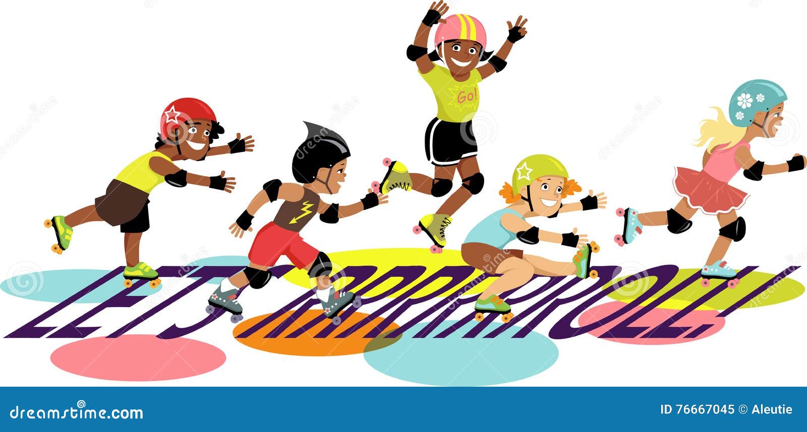 Let s roll! stock vector. Illustration of children, female - 76667045