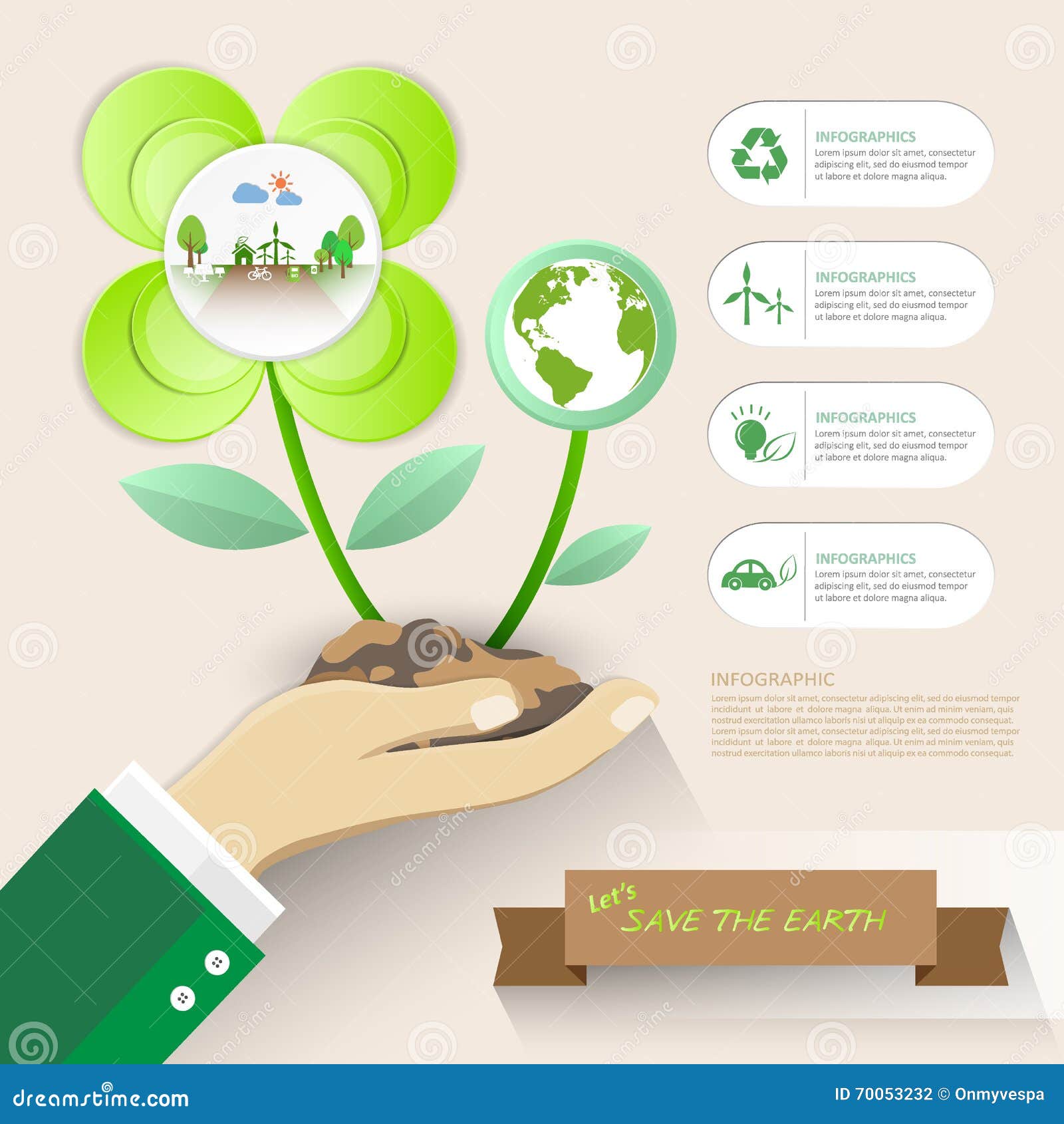 Let S Save the Earth, Ecology Concept Infographics Stock Vector ...