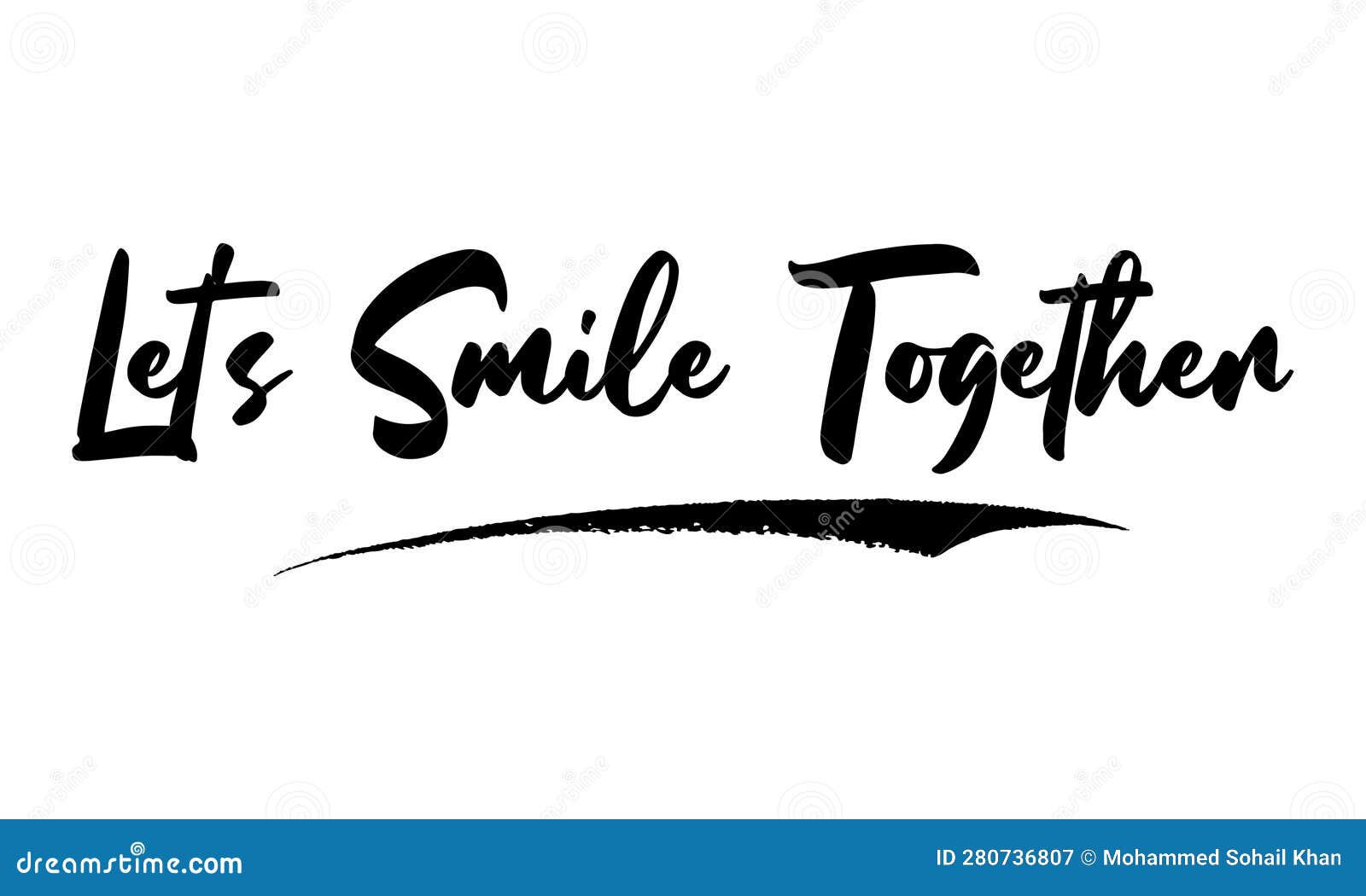 Let S Smile Together Bold Text Typography Lettering Vector Design Quote ...