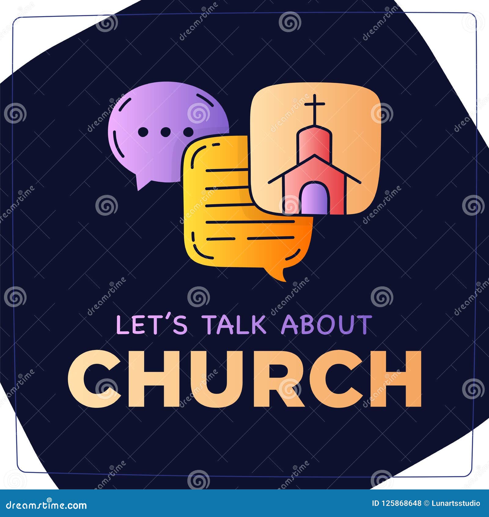 Let S Talk About Church Doodle Illustration Dialog Speech Bubble Stock