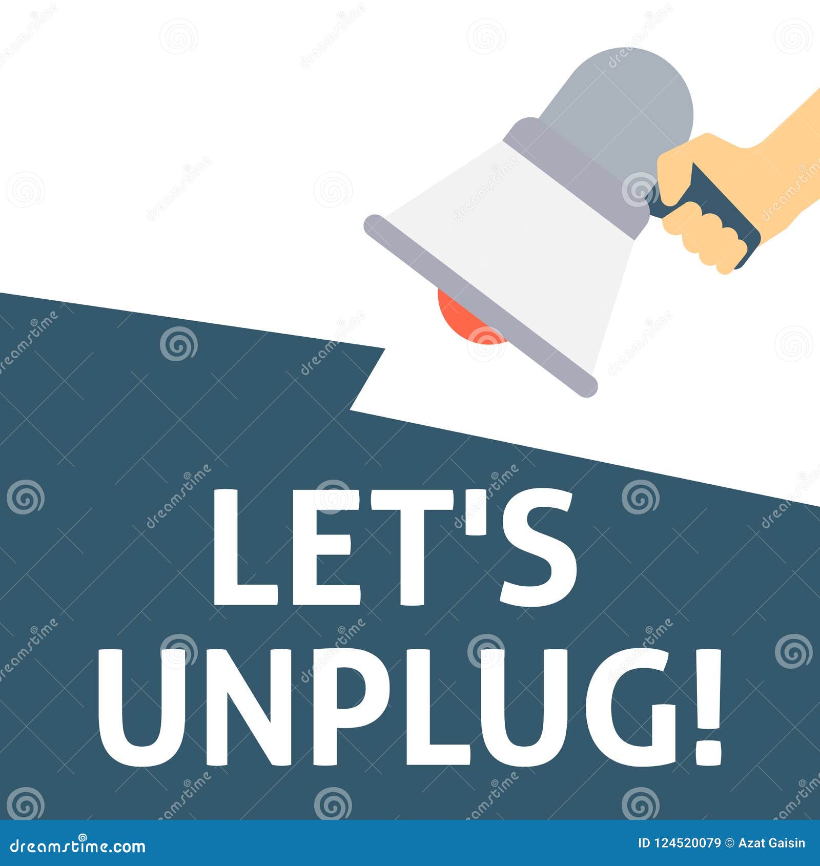 LET`S UNPLUG! Announcement. Hand Holding Megaphone with Speech Bubble ...