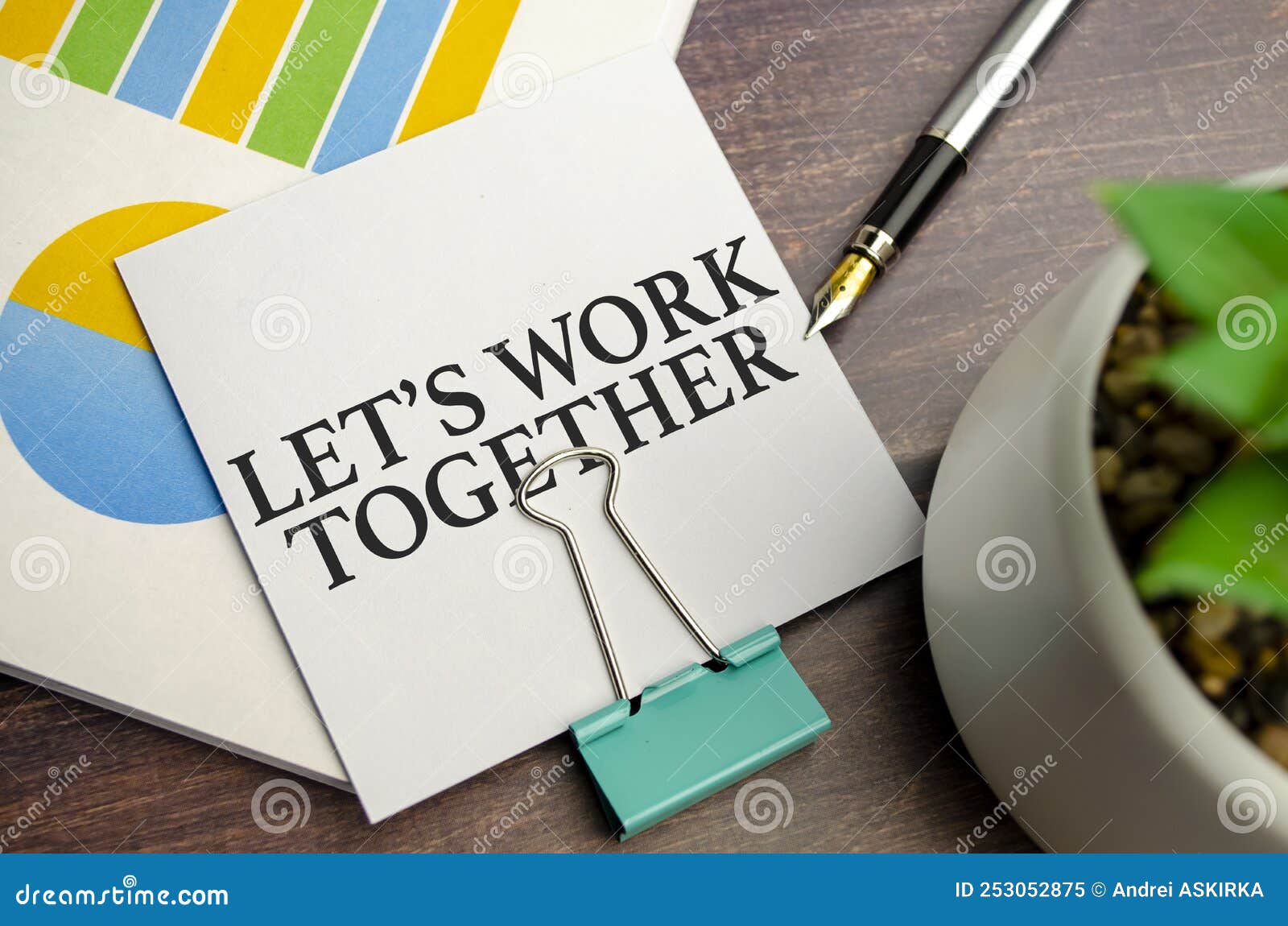 Let S Work Together Words on Notepad and Charts Stock Image - Image of ...