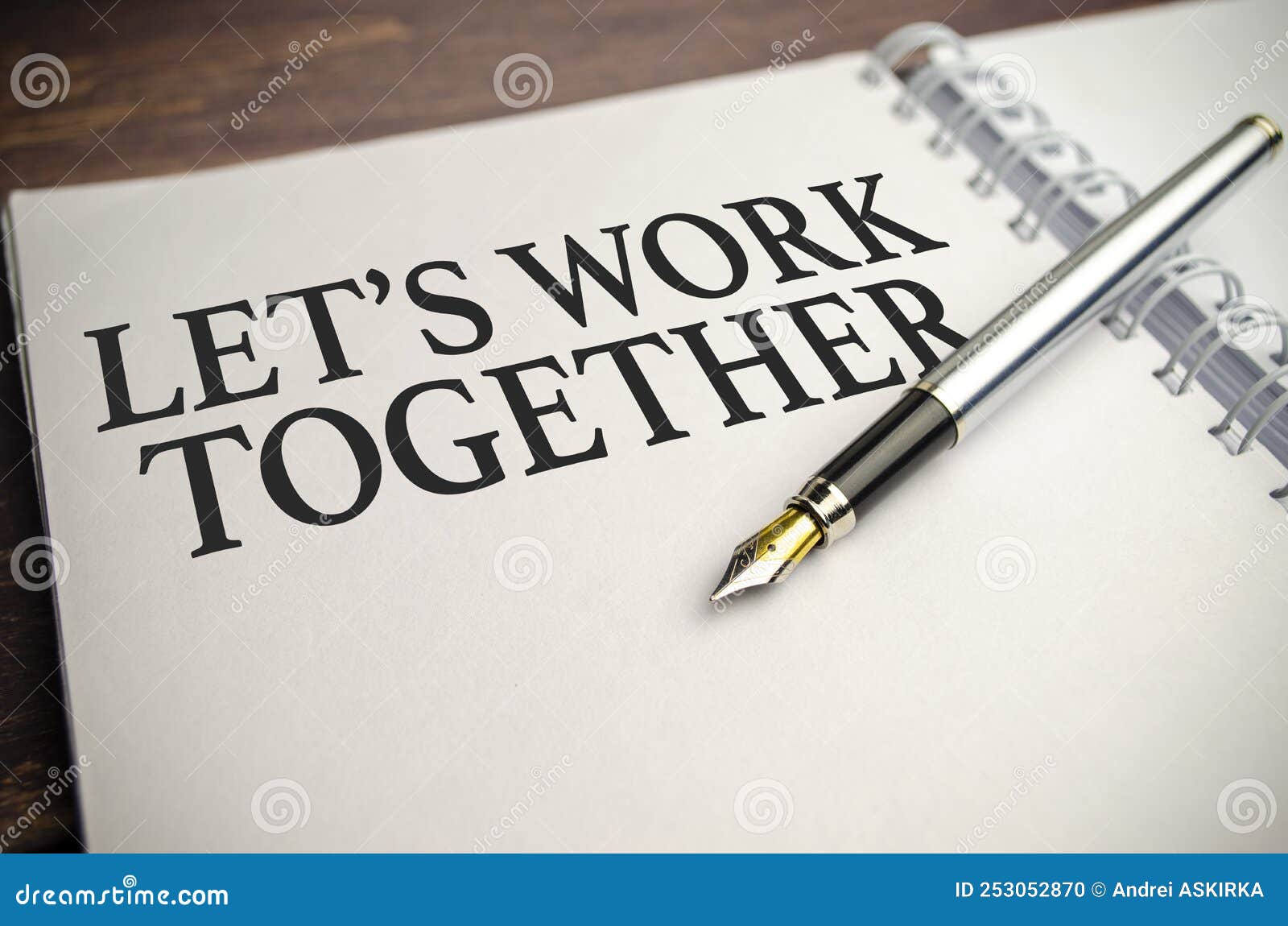 Let S Work Together Words on White Notepad and Pen Stock Photo - Image ...