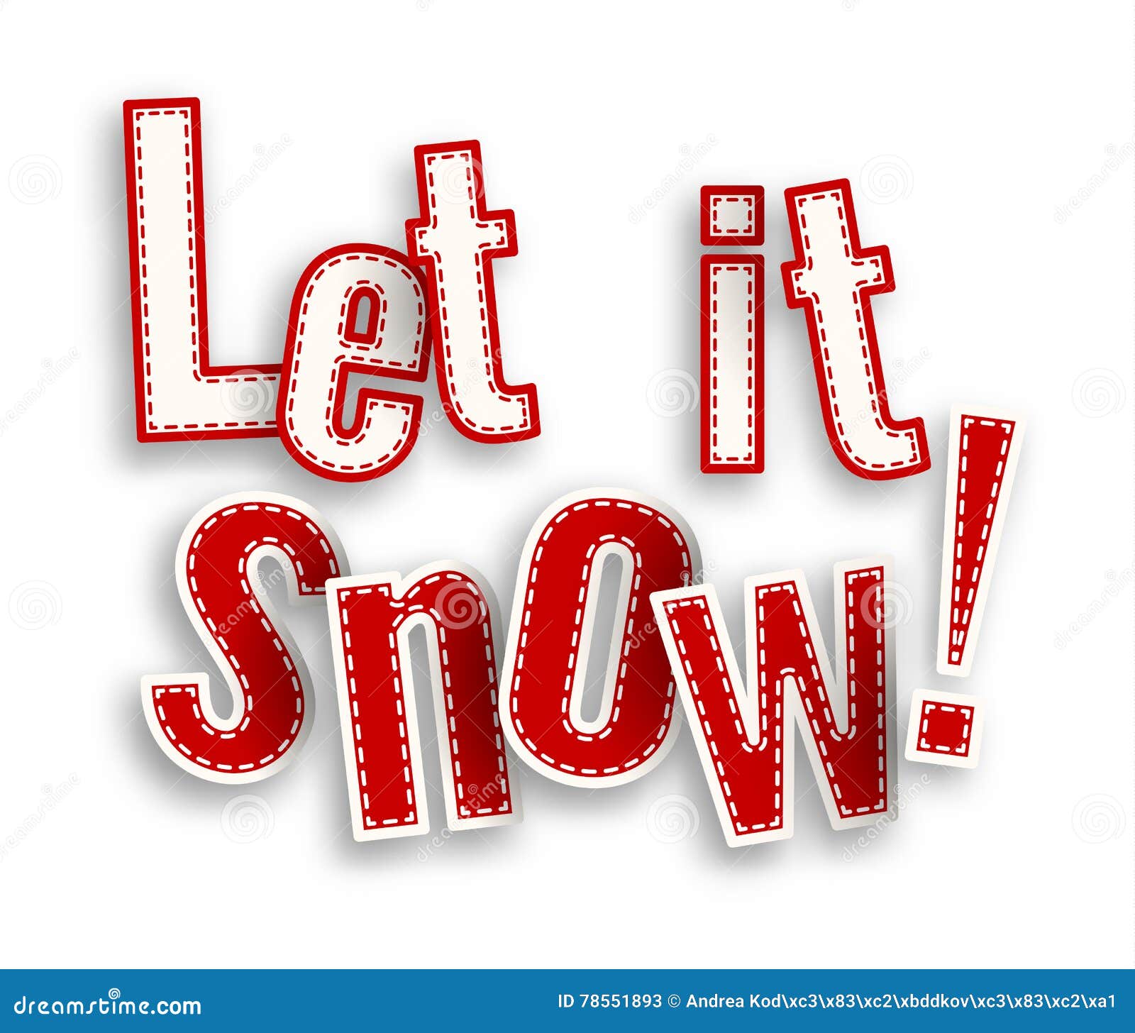 Let it Snow, Red Text on White Background with 3d Effect, Illustration ...