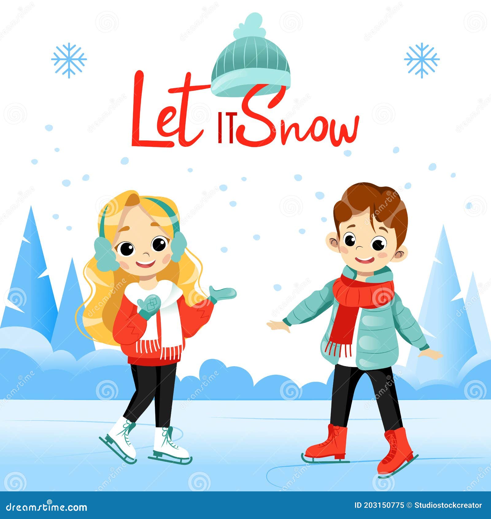 Let it Snow Writing Placard Type Vector Illustration with White ...