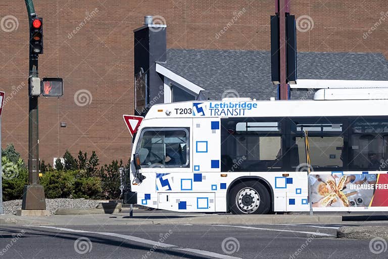 A Front View of a Lethbridge Transit Bus Editorial Photo - Image of ...