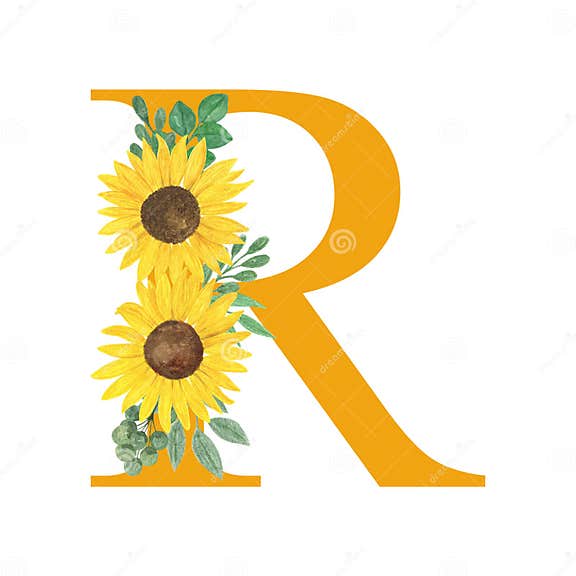 Letra Abc R Del Alfabeto Latino Adornado Con Hojas De Girasol Monograma ... Letra Abc R Del Alfabeto Latino Adornado Con Hojas De Girasol Monograma ...