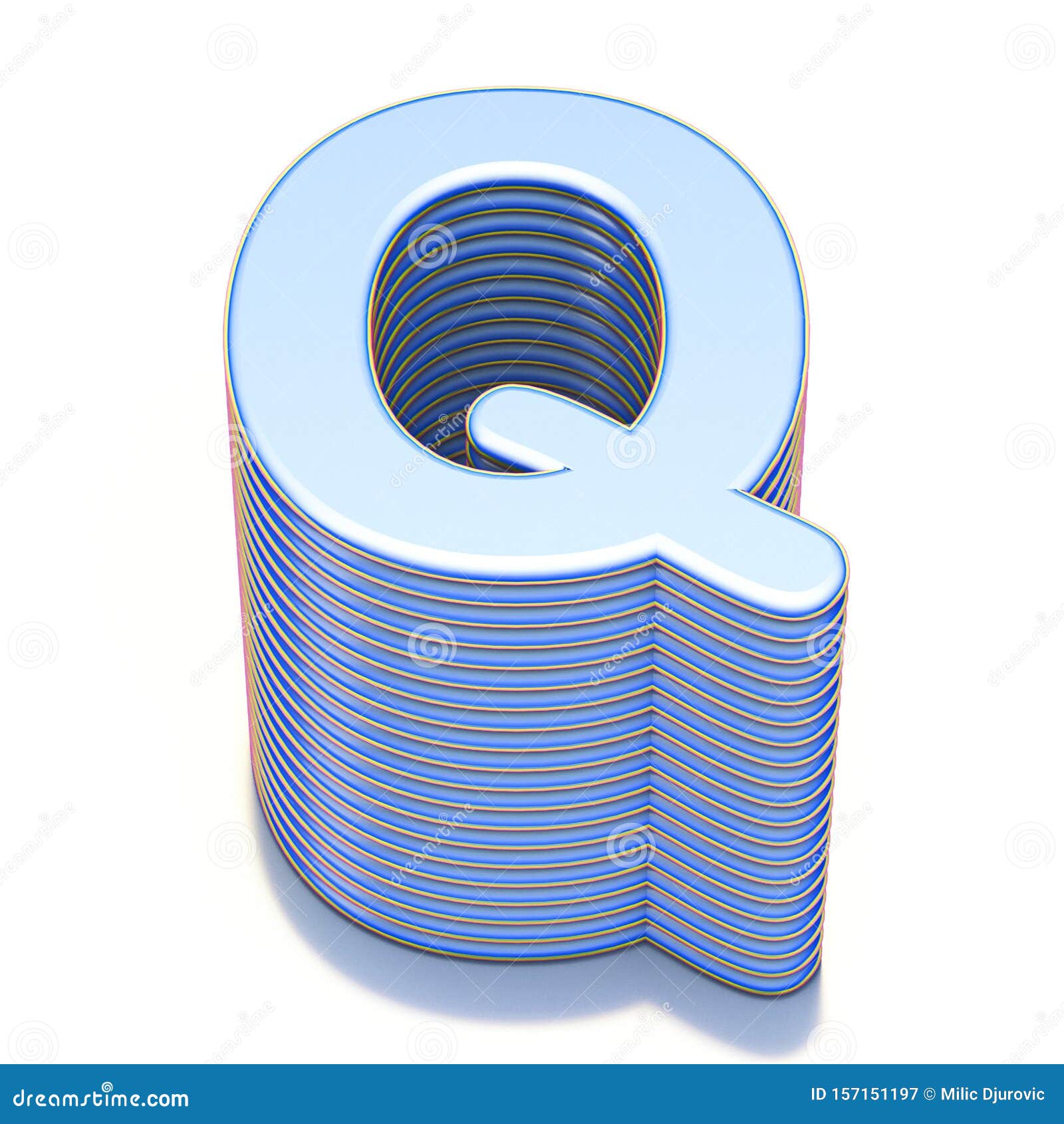 Letra Azul Extruida Letra Q 3D Stock de ilustración - Ilustración de ...