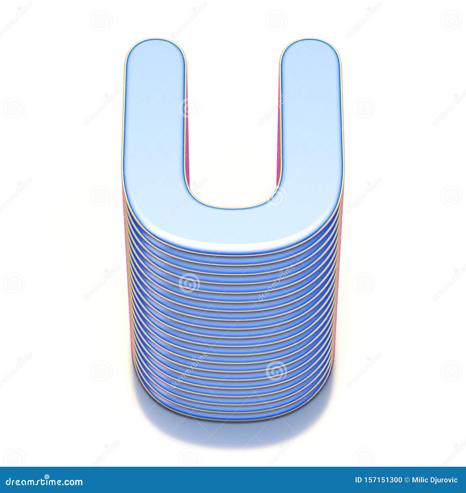 Letra Azul Extruida Letra U 3D Stock de ilustración - Ilustración de ...