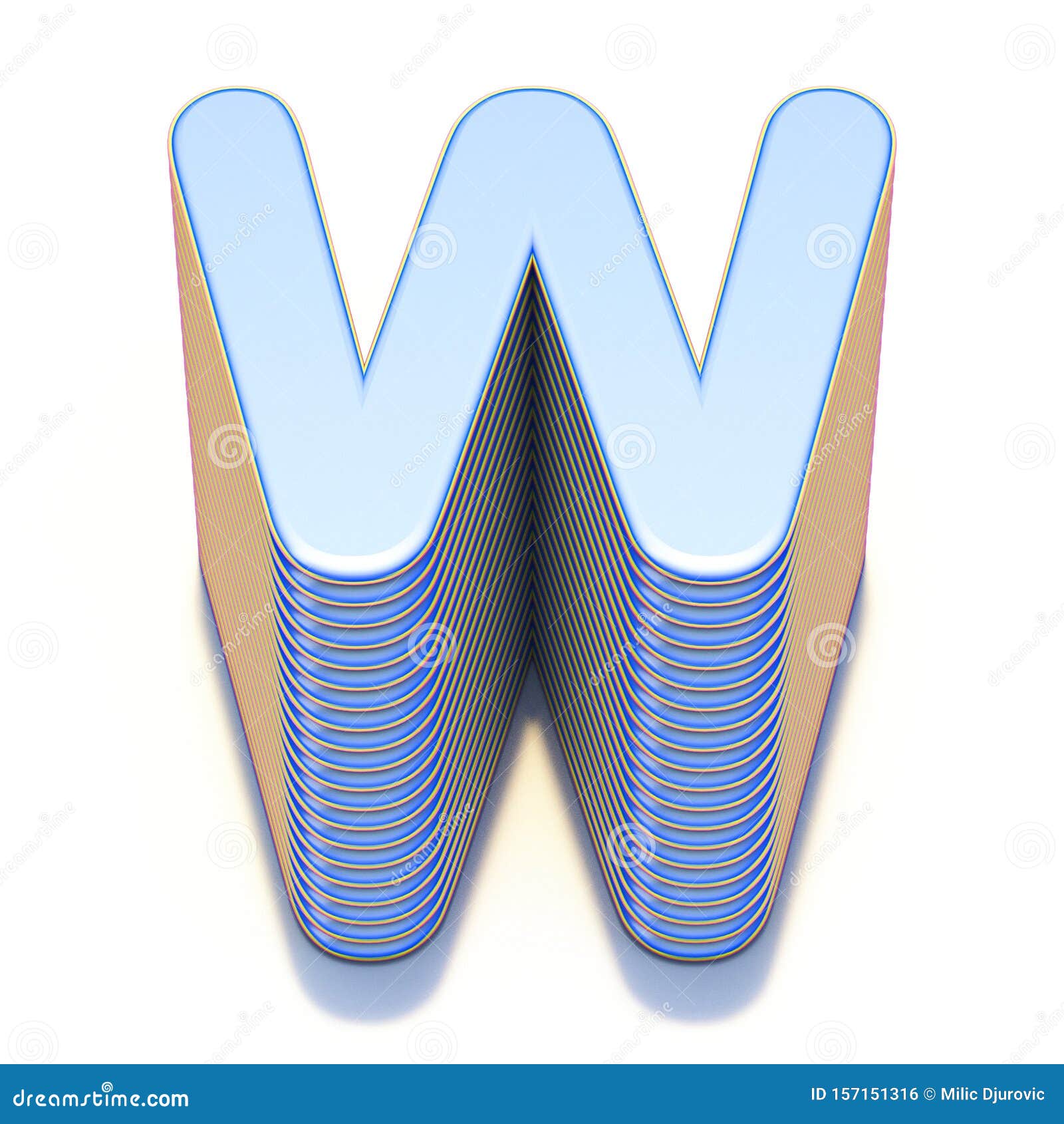 Letra Azul Extruida Letra W 3D Stock de ilustración - Ilustración de ...