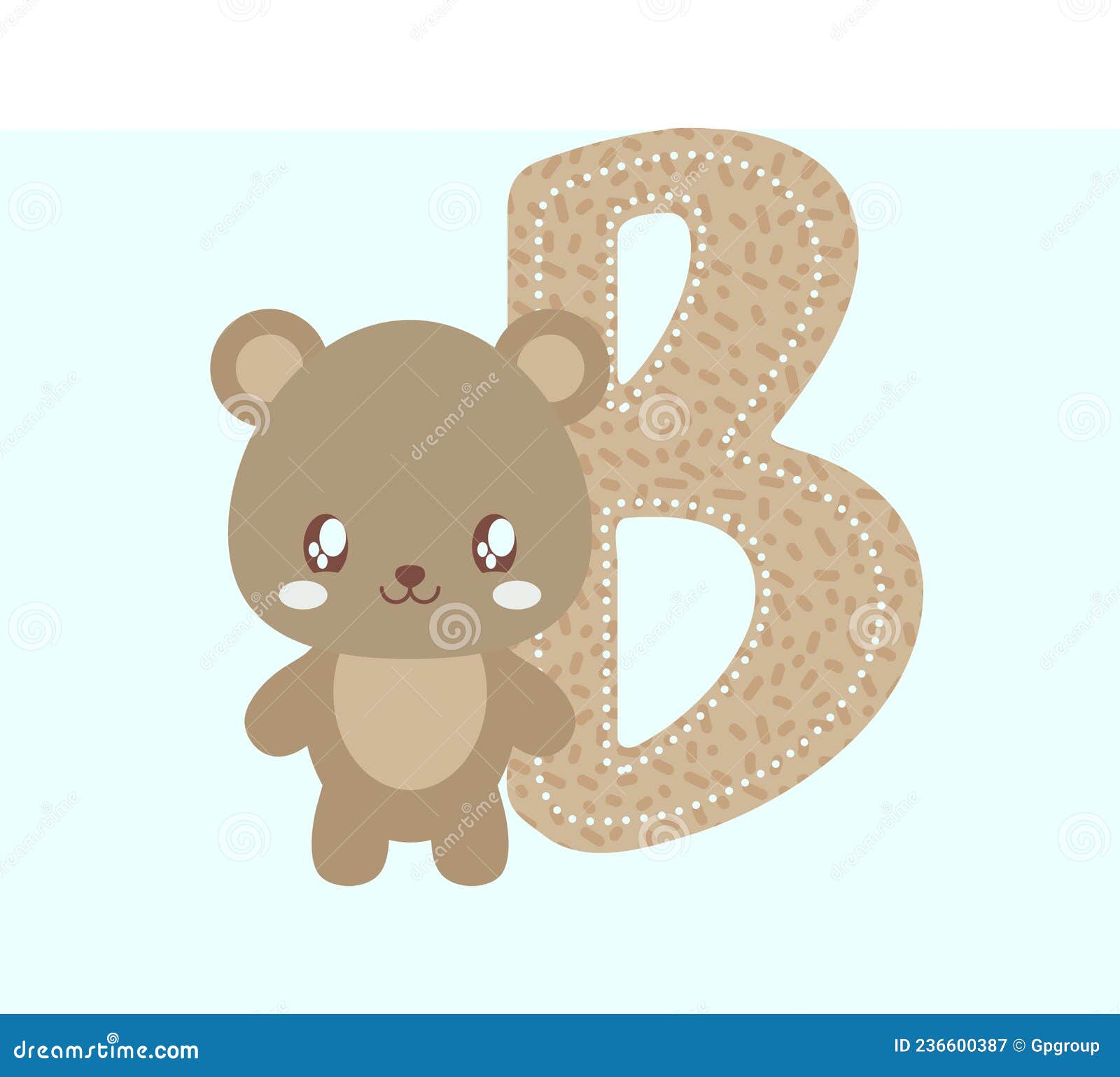Letra b con oso stock de ilustración. Ilustración de dulce - 236600387