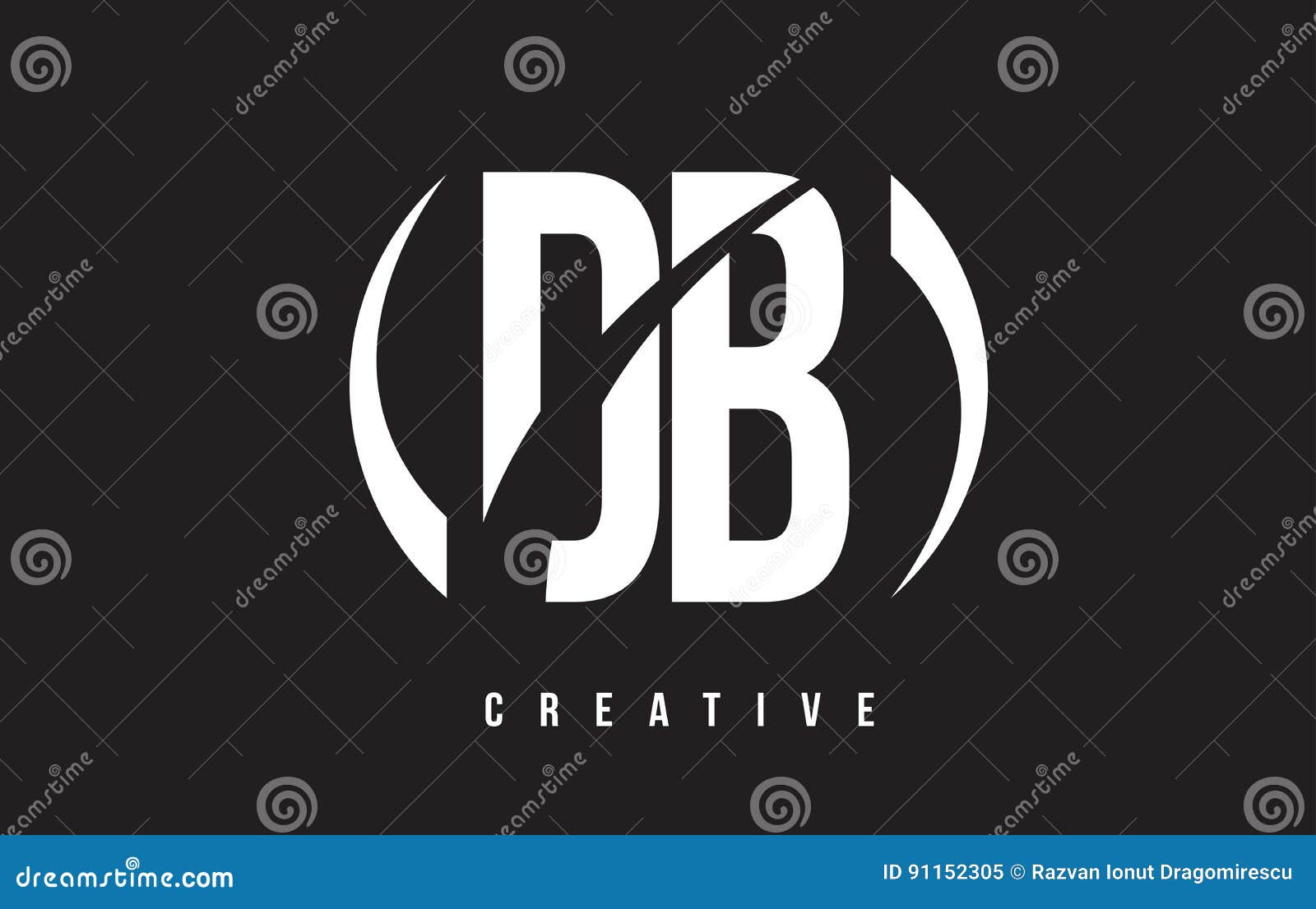 Letra Branca Logo Design Do DB D B Com Fundo Preto Ilustração do Vetor ...