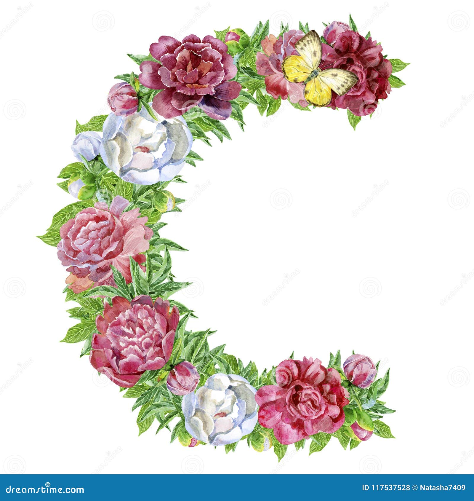 Letra C De Las Flores De La Acuarela Stock de ilustración - Ilustración ...