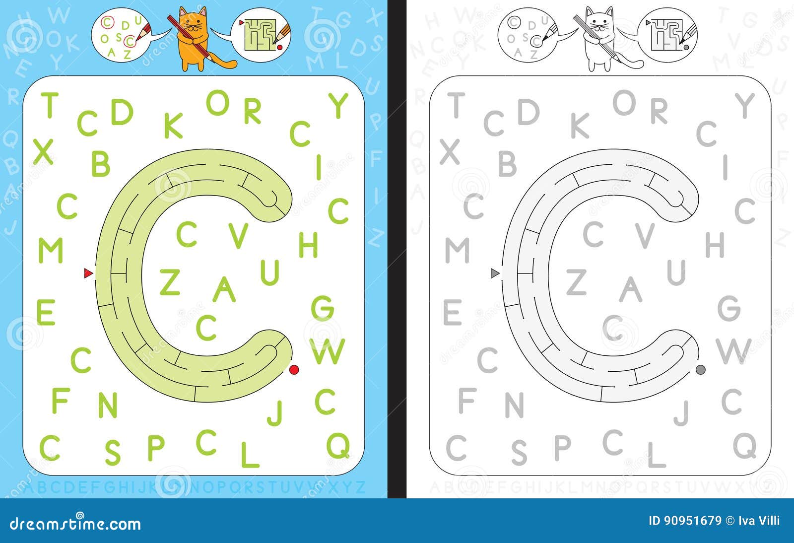 Letra C del laberinto ilustración del vector. Ilustración de fino - 90951679