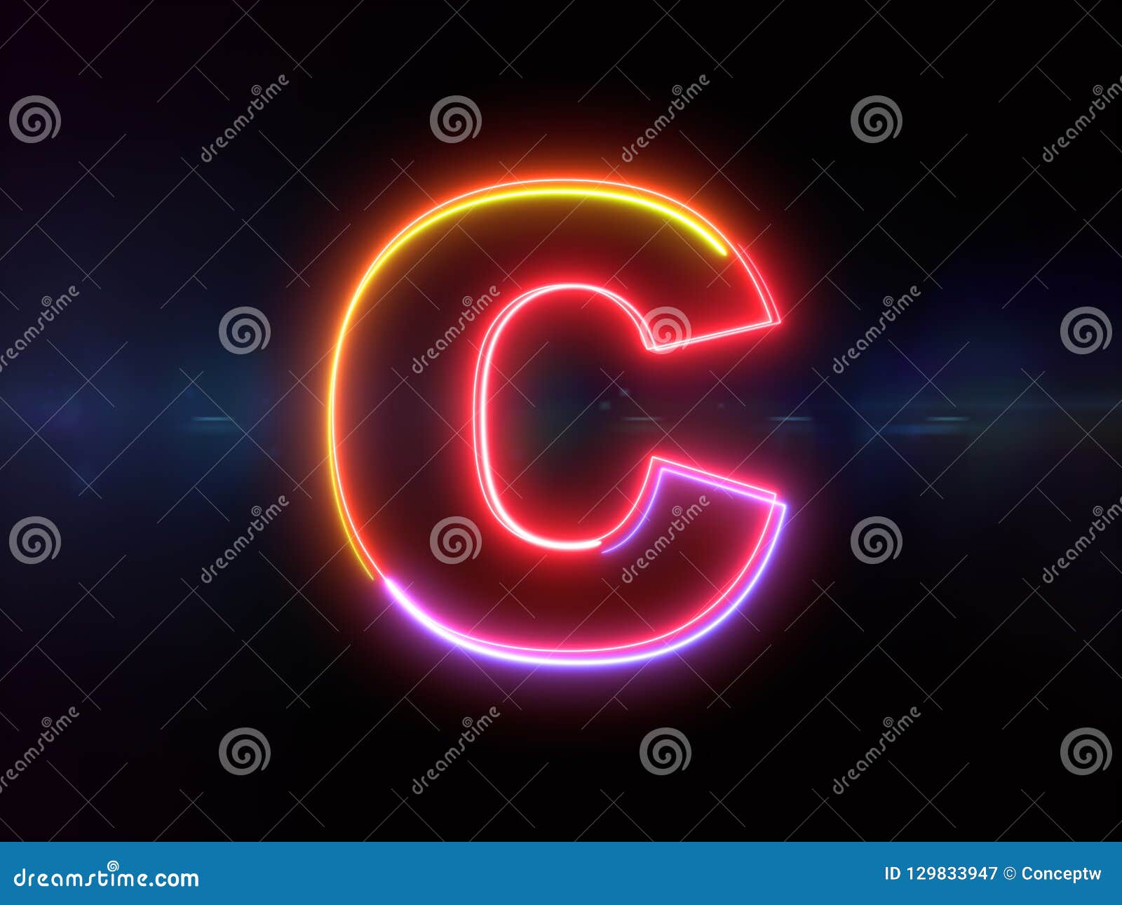 Letra C - Esquema Que Brilla Intensamente Colorido Stock de ilustración - Ilustración de ...