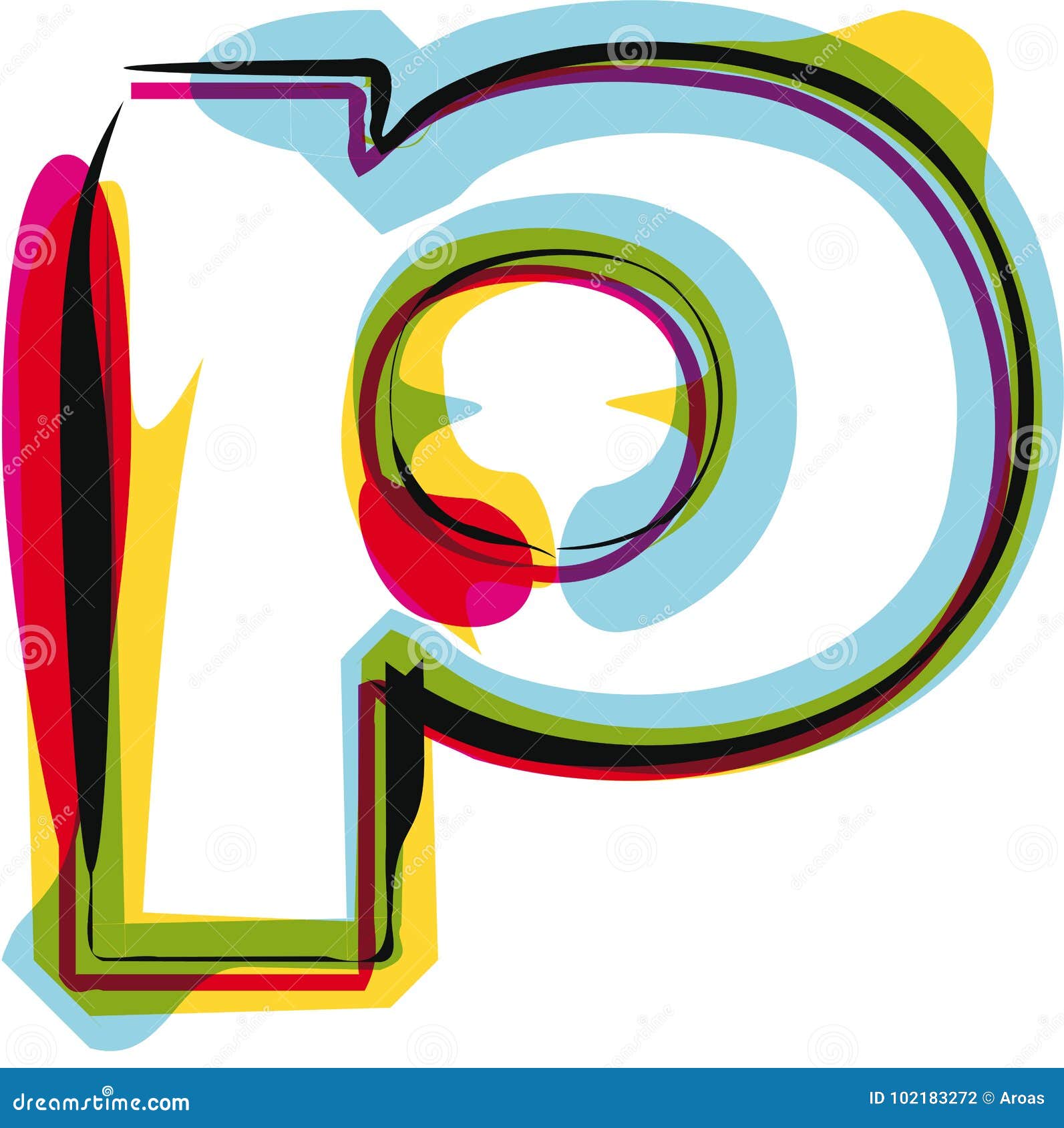 Letra colorida abstracta P ilustración del vector. Ilustración de arte ...