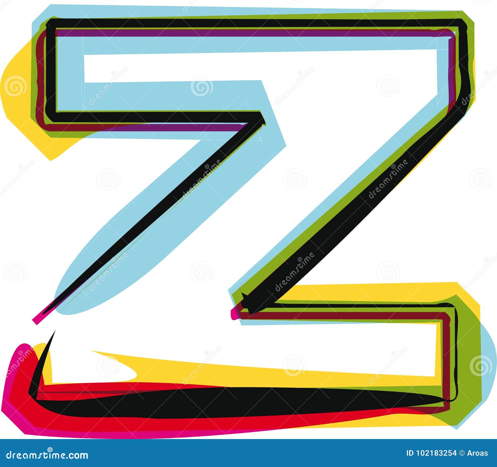 Letra colorida abstracta Z ilustración del vector. Ilustración de rayas ...