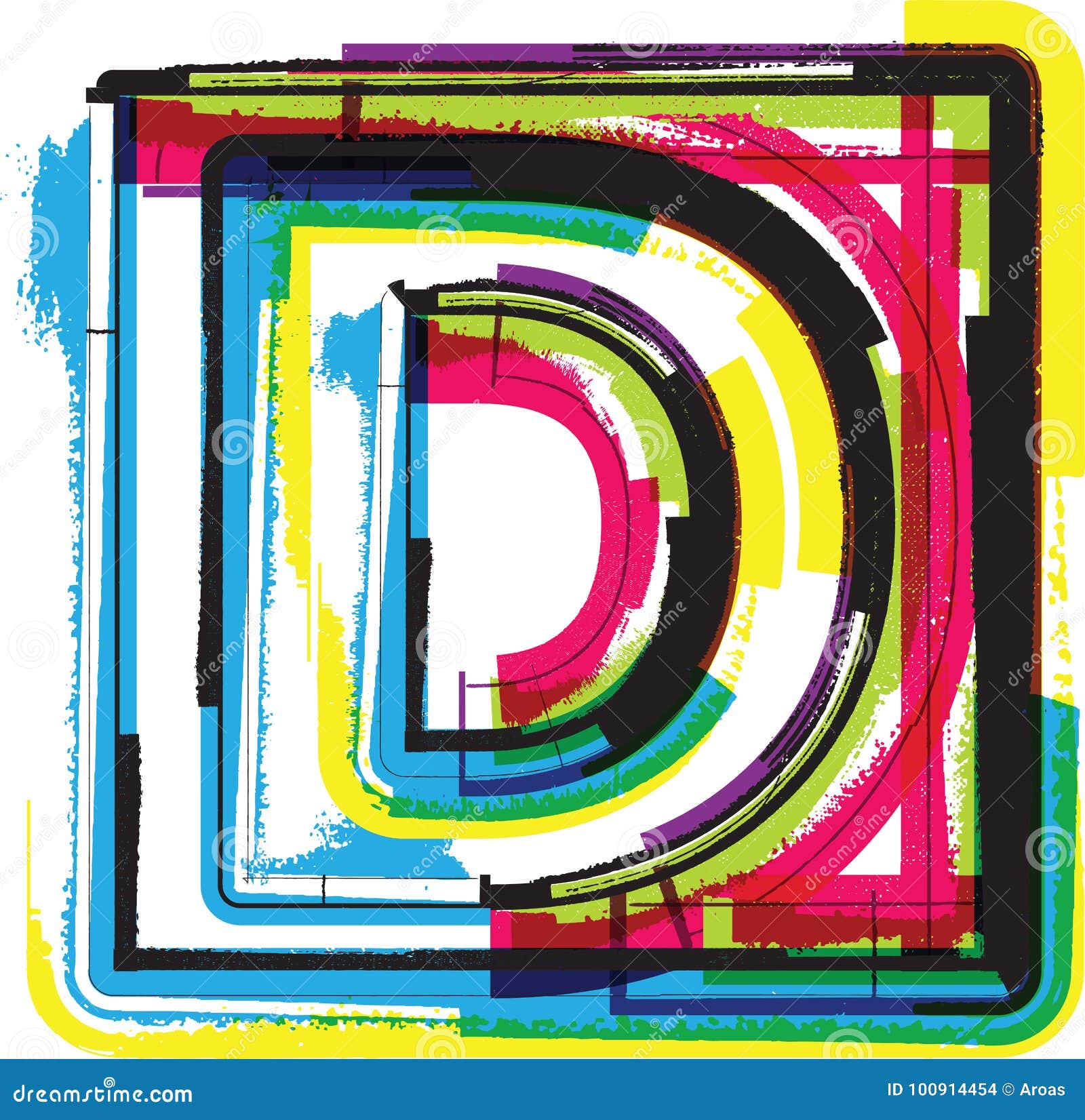 LETRA Colorida D Da Fonte Do Grunge Ilustração do Vetor - Ilustração de ...