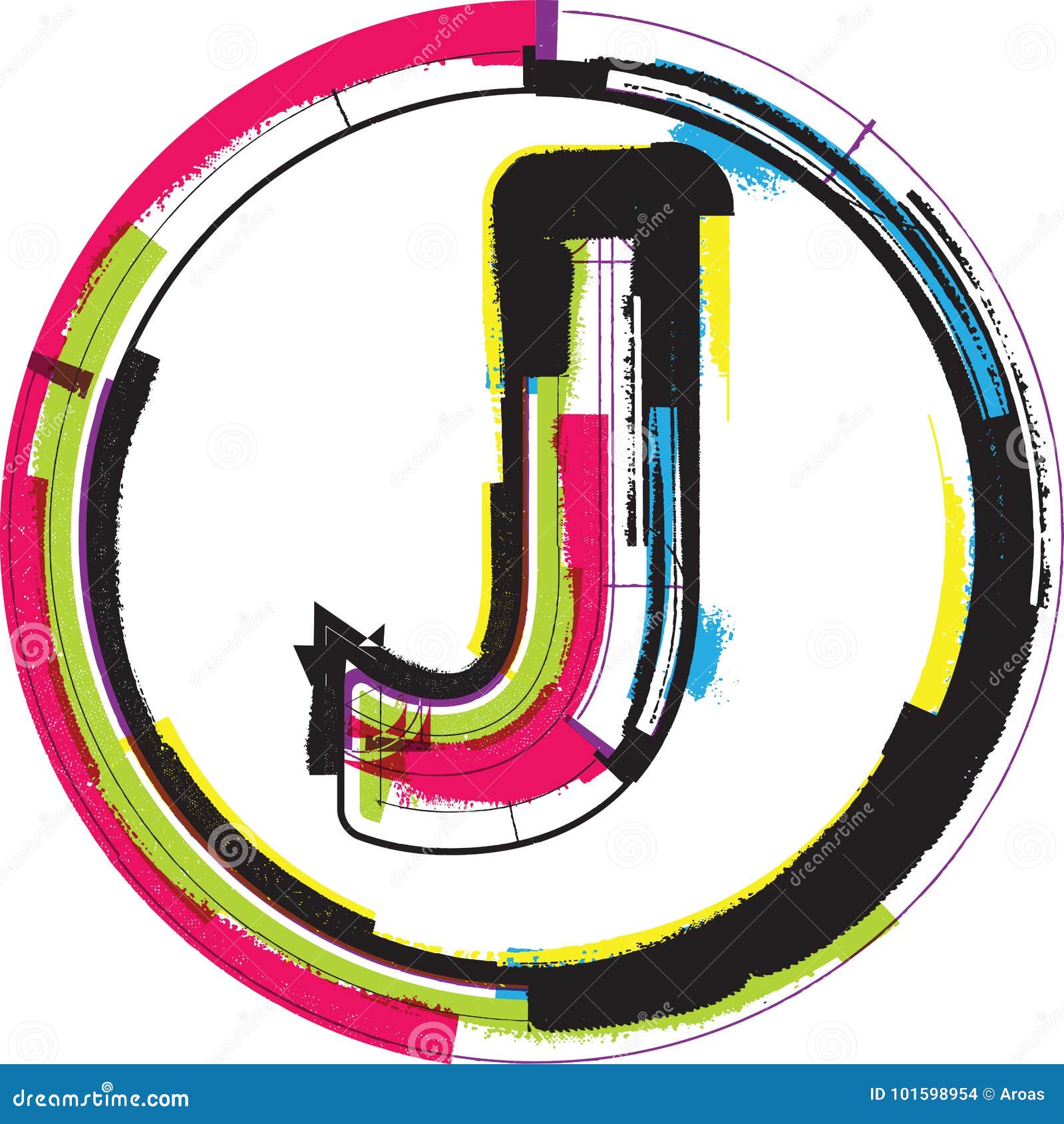 LETRA Colorida J Da Fonte Do Grunge Ilustração do Vetor - Ilustração de ...
