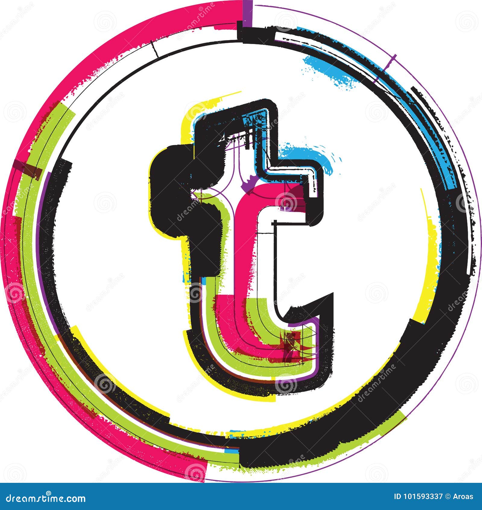 LETRA Colorida T Da Fonte Do Grunge Ilustração do Vetor - Ilustração de ...