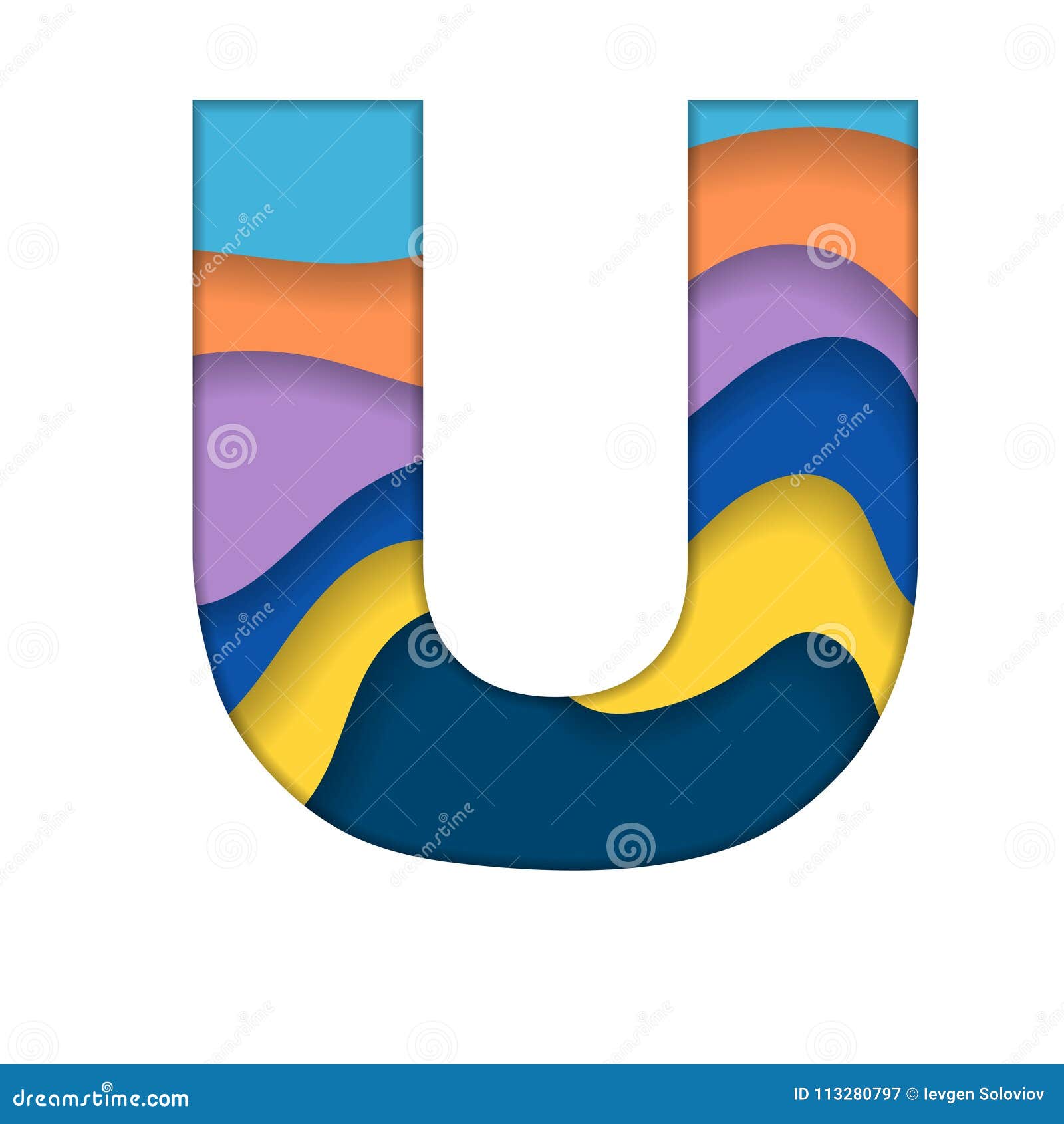 Letra colorida U ilustração do vetor. Ilustração de isolado - 113280797
