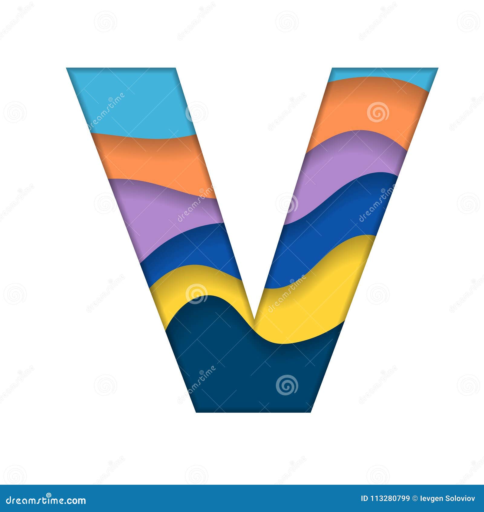 Letra colorida V ilustração do vetor. Ilustração de tamborila - 113280799