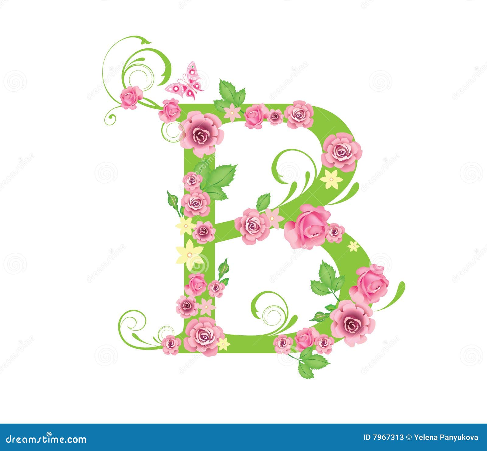 Letra com rosas ilustração do vetor. Ilustração de alfabeto - 7967313