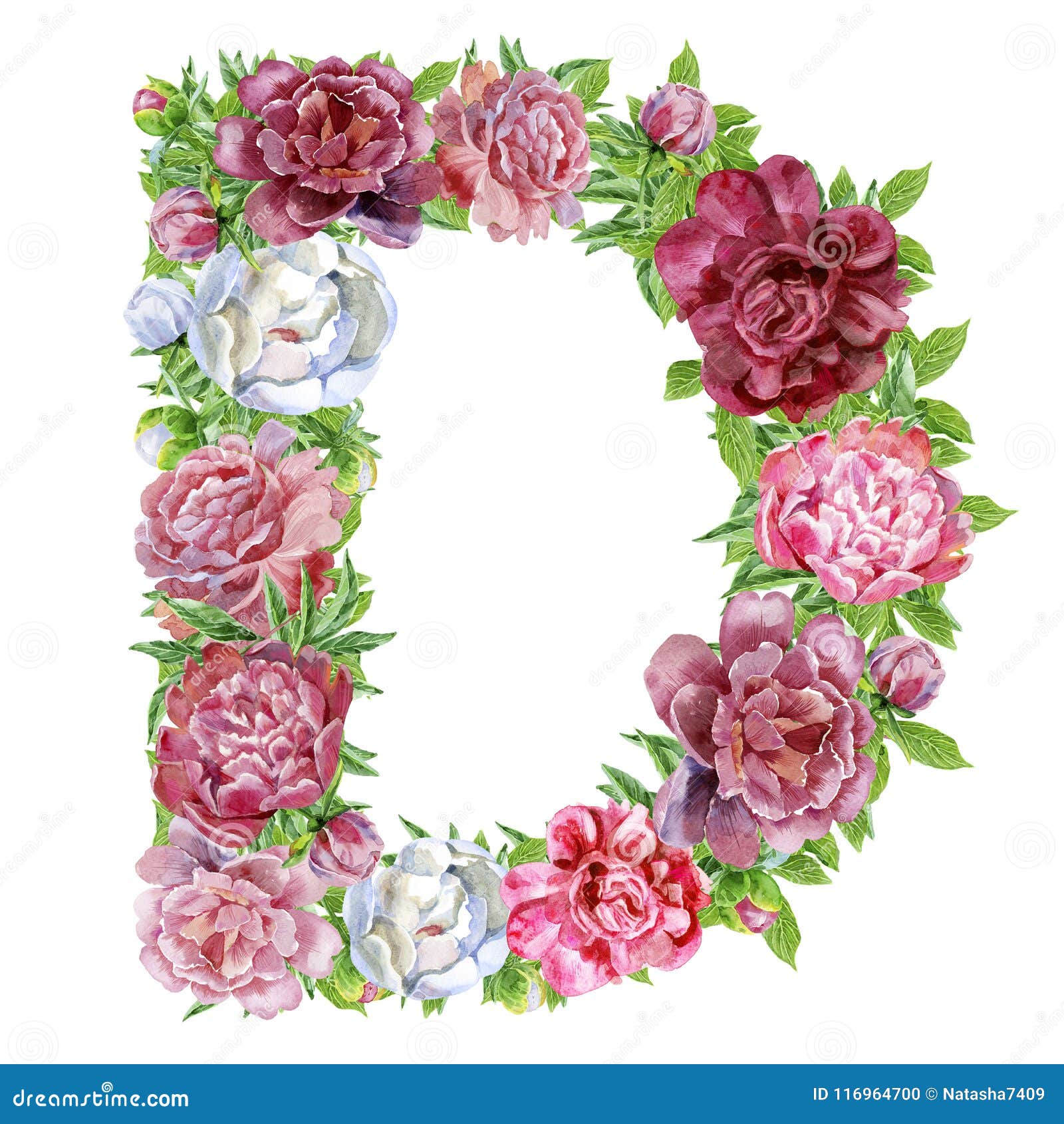 Letra D De Flores Da Aquarela Ilustração Stock - Ilustração de ...