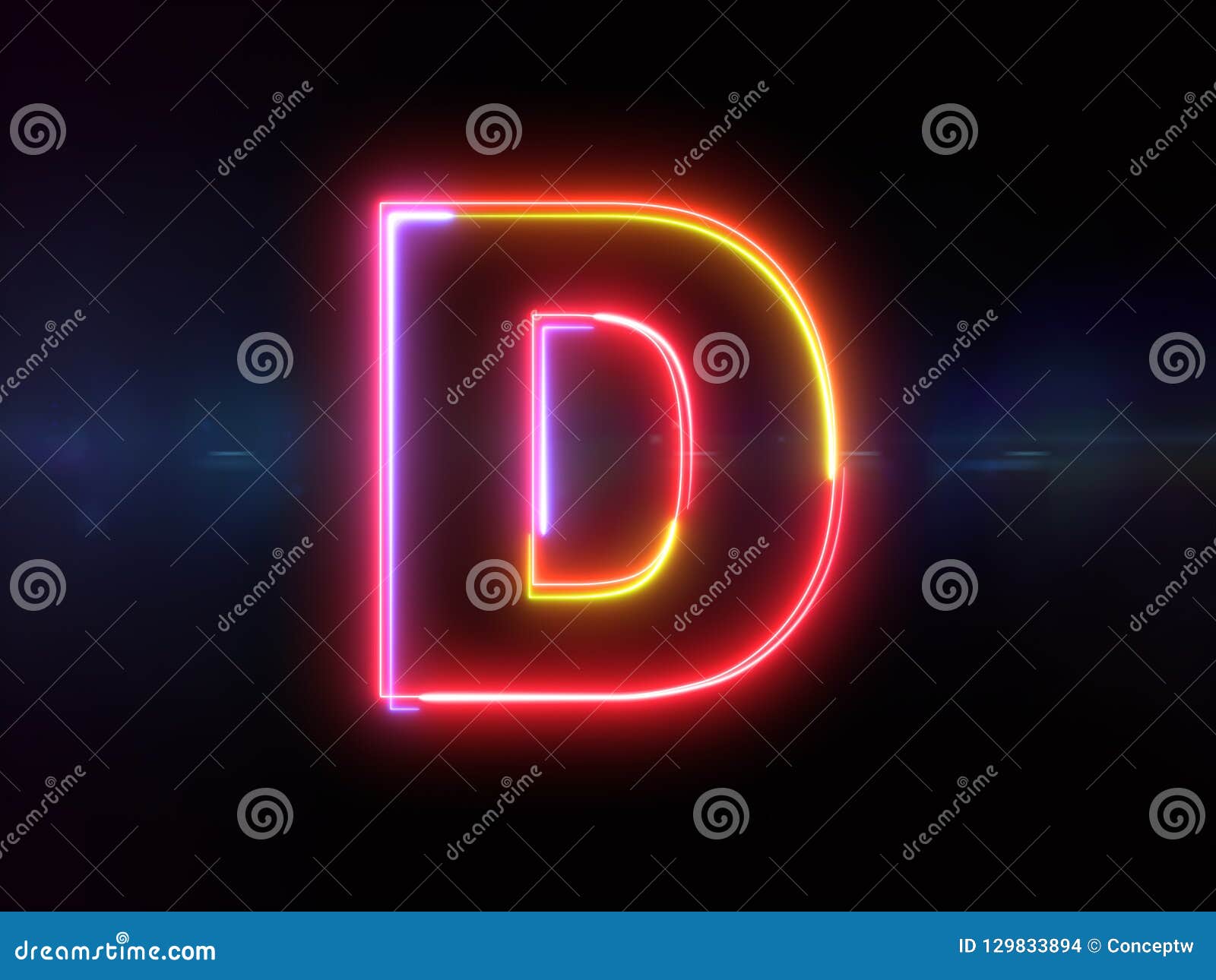 Letra D - Esquema Que Brilla Intensamente Colorido Stock de ilustración ...