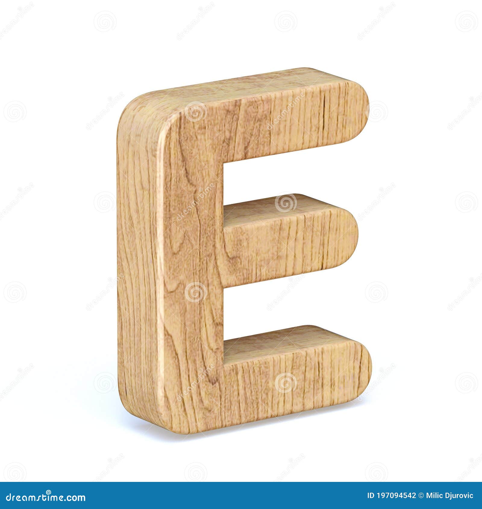 Letra De Madeira Arredondada E 3d Ilustração Stock - Ilustração de ...