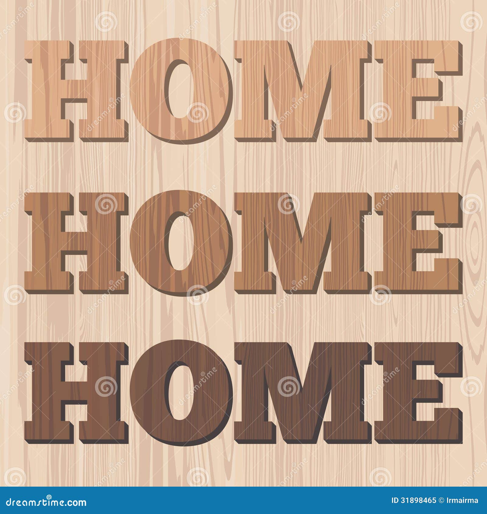 Letra De Madera Del Hogar 3D Ilustración del Vector - Ilustración de ...