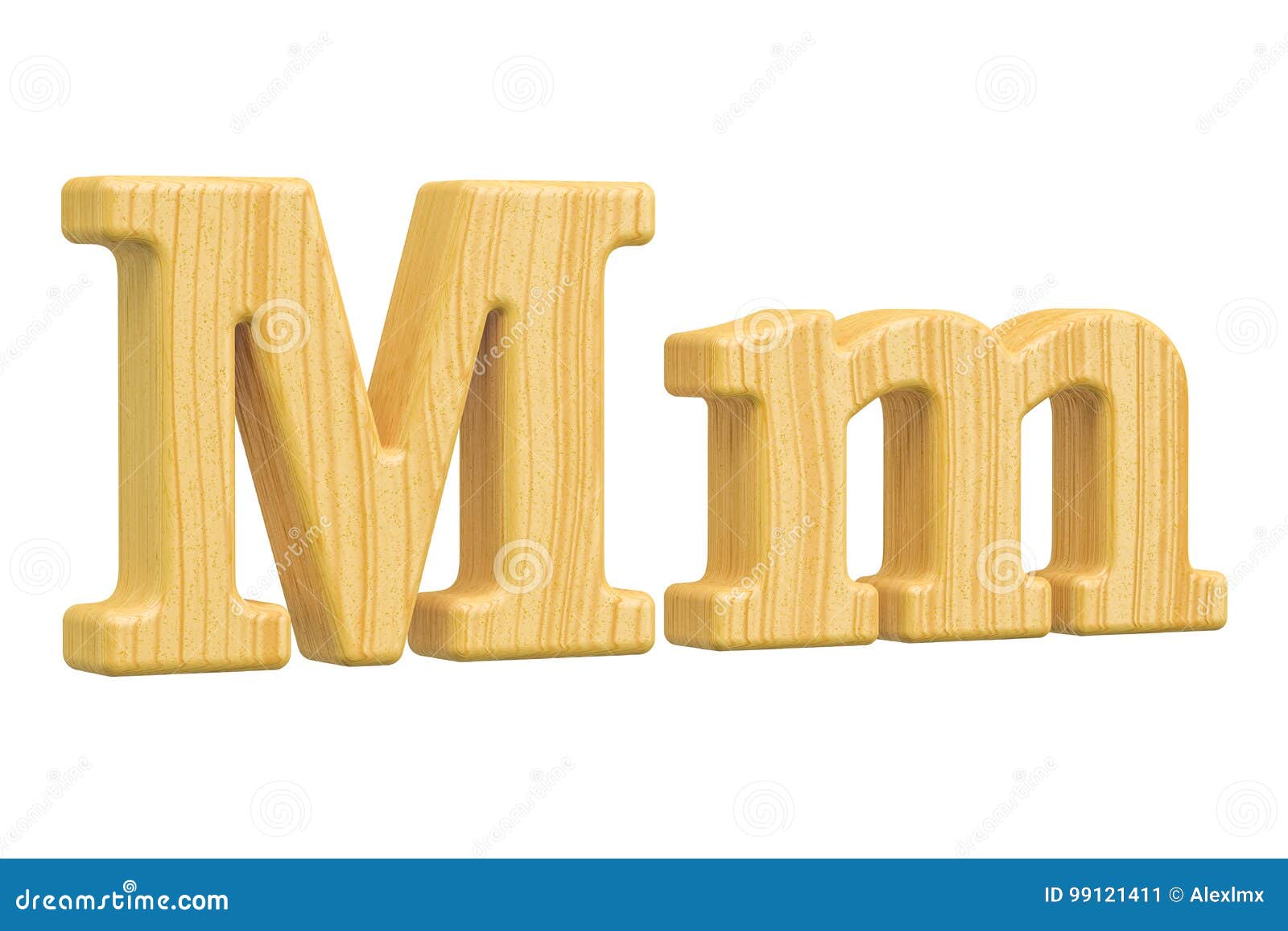 Letra De Madera Inglesa M Con Los Trazos De Pie, Representación 3D ...