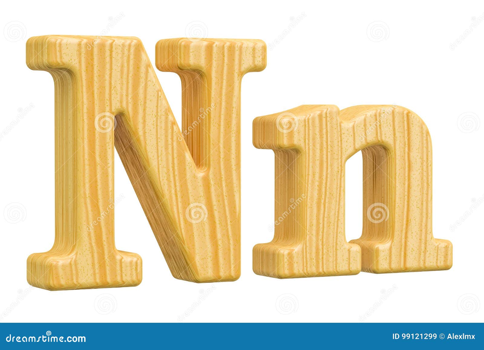 Letra De Madera Inglesa N Con Los Trazos De Pie, Representación 3D ...