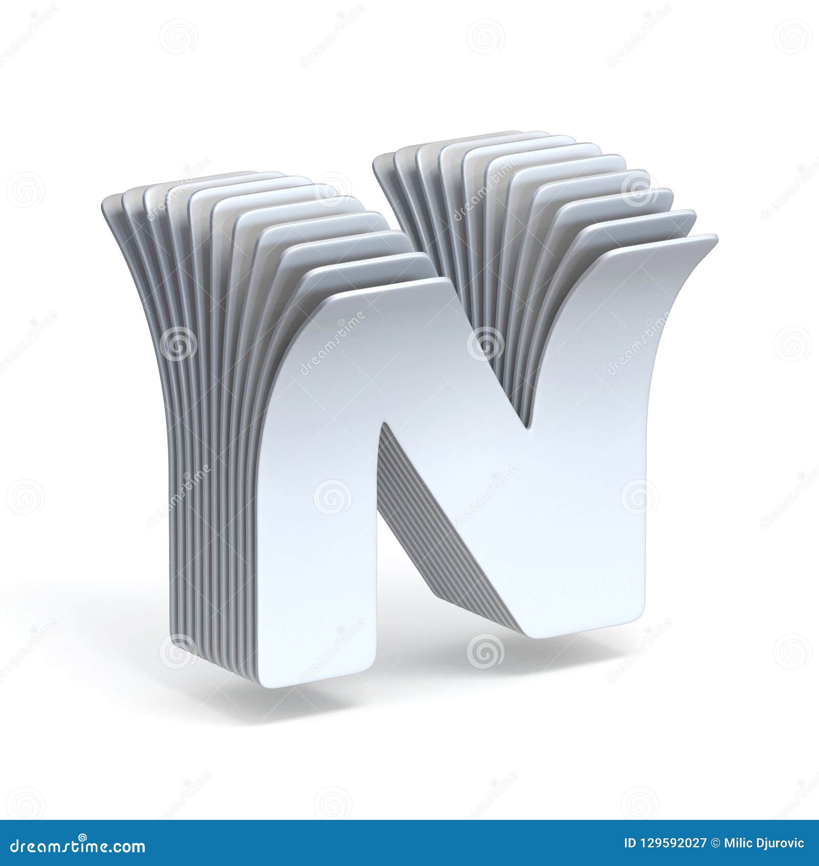 Letra De Papel Curvada N 3D De Las Hojas Stock de ilustración ...