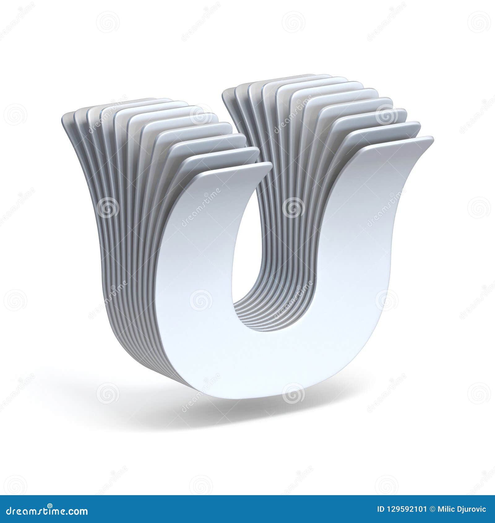 Letra De Papel Curvada U 3D Das Folhas Ilustração Stock - Ilustração de ...