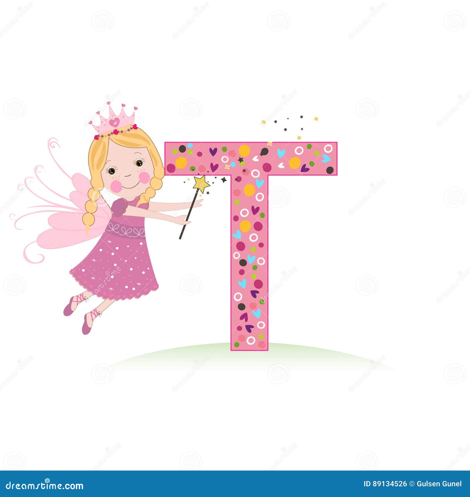 Letra De T Con Un Cuento De Hadas Lindo Ilustración del Vector ...