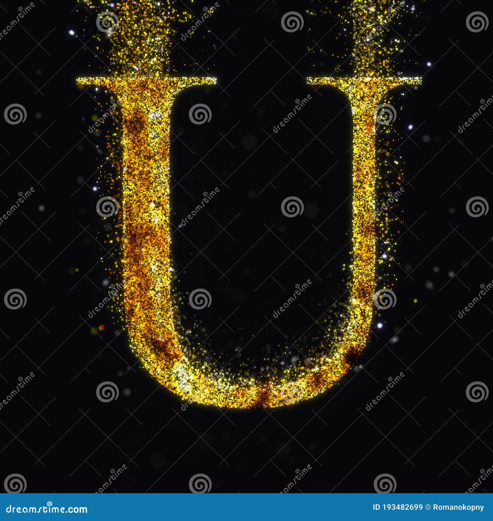 Letra dourada u ilustração stock. Ilustração de tipografia - 193482699