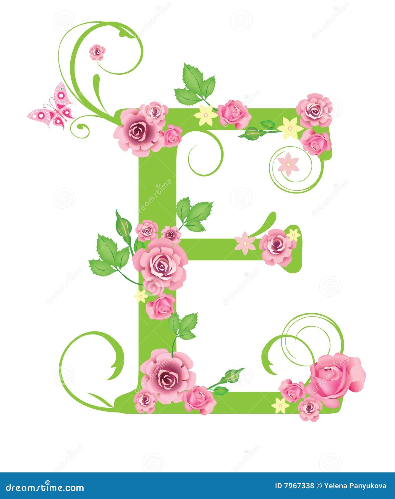 Letra E con las rosas ilustración del vector. Ilustración de carta ...