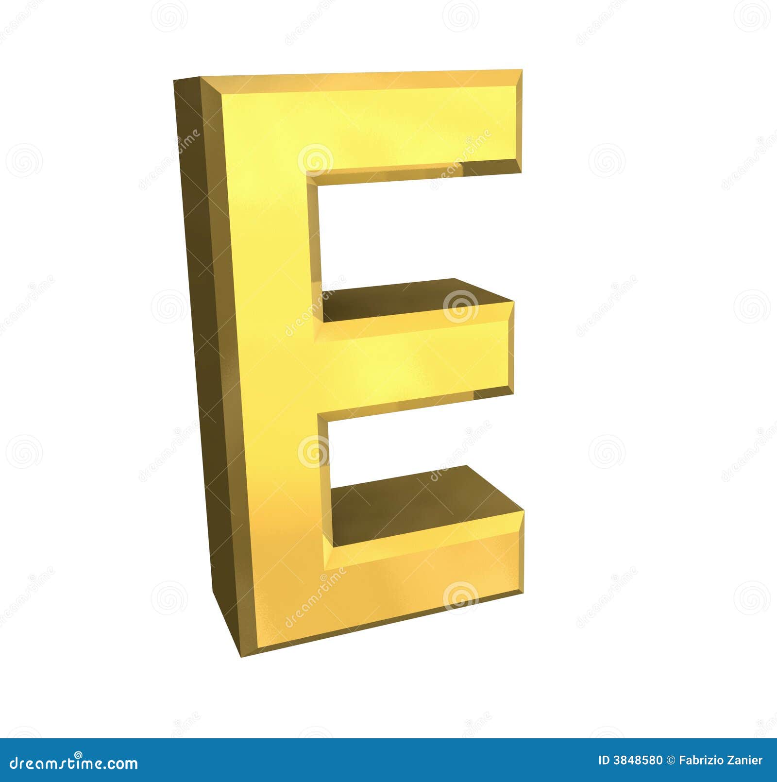 Letra E del oro 3d stock de ilustración. Ilustración de escuela - 3848580