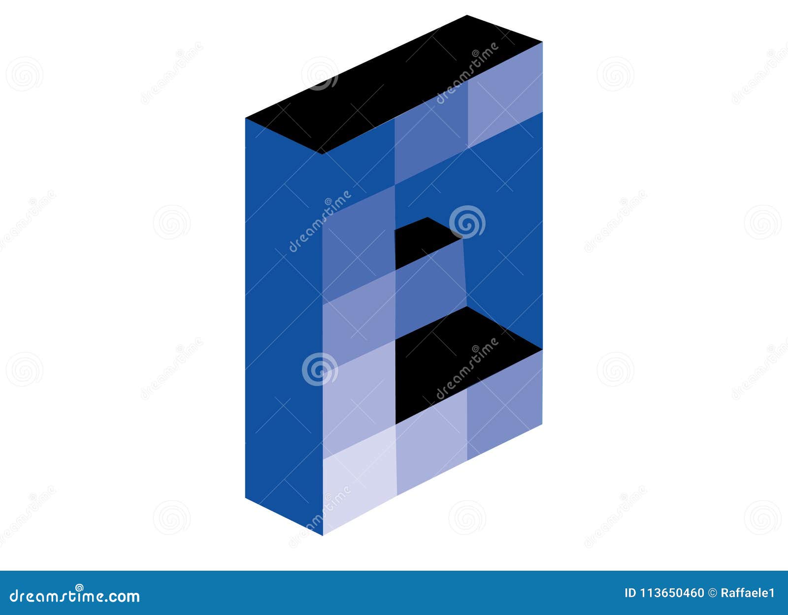 Letra E En 3d Con Diversas Pendientes Del Azul Y Del Negro Ilustración ...